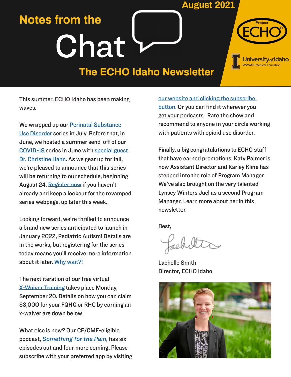 Notes from the Chat - ECHO Idaho - August 2021 by The University of ...