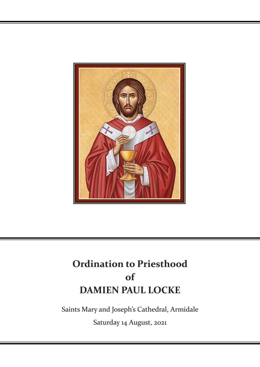 Mass Book for the Ordination to Priesthood of Rev Damien Locke by ...