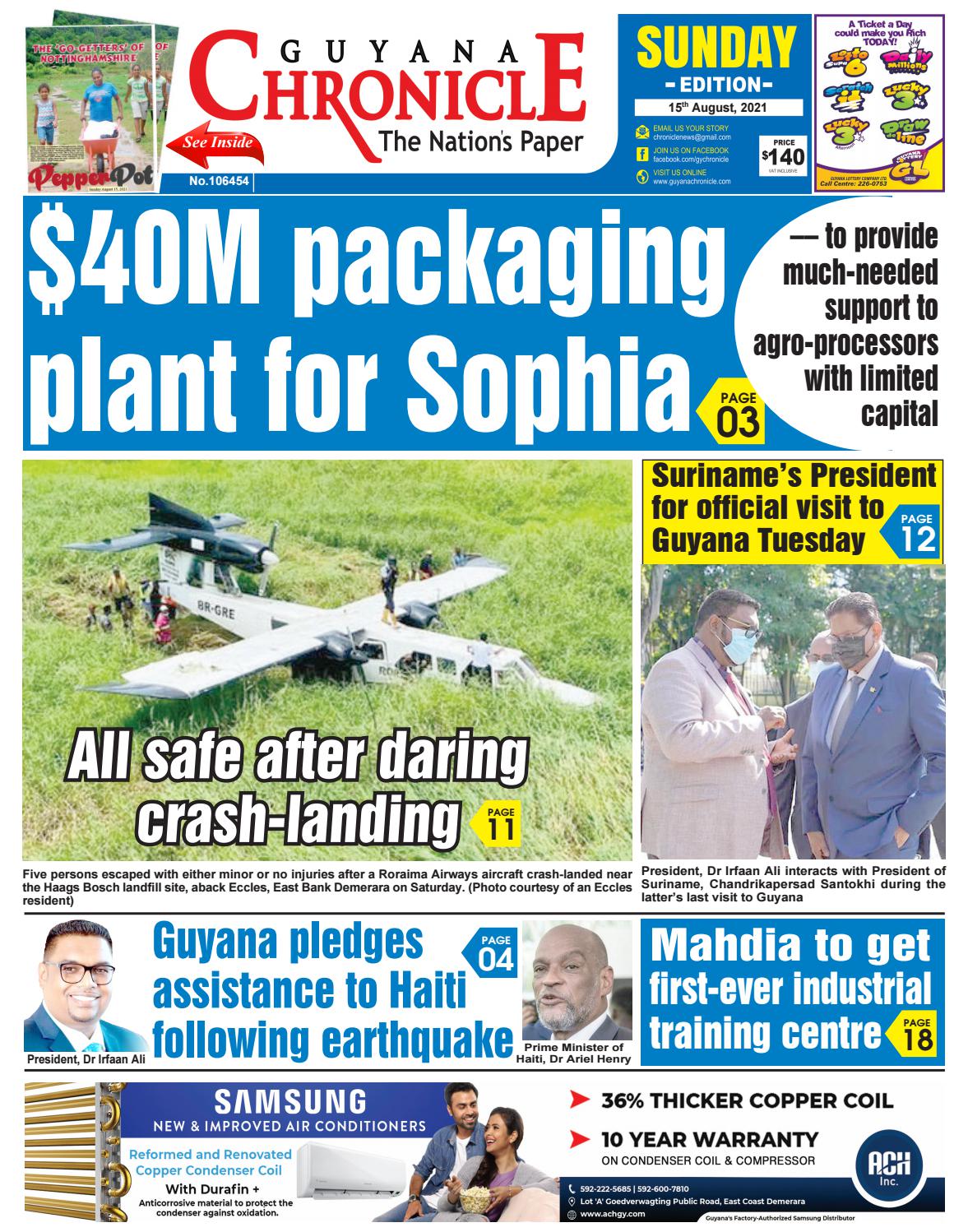 The Guyana Chronicle News 08-15-2021 by Guyana Chronicle - Issuu