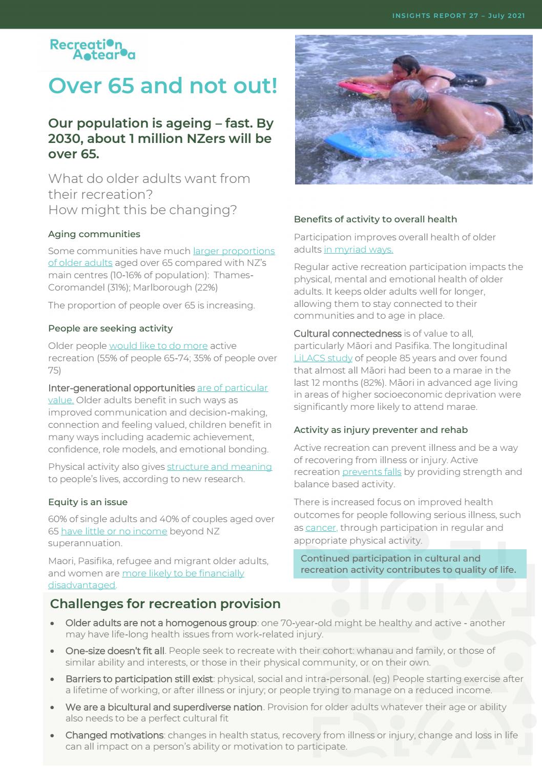 INSIGHTS Case Study #27 - Older adults and recreation by Recreation ...