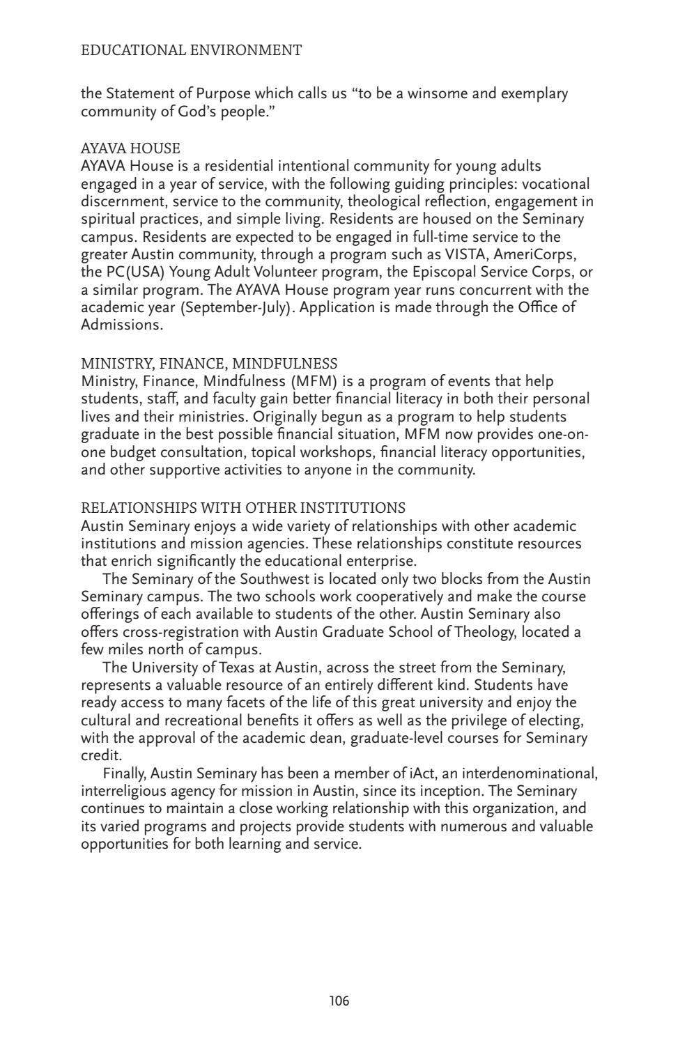 Austin Seminary Academic Catalogue 2021-22 by Austin Presbyterian ...
