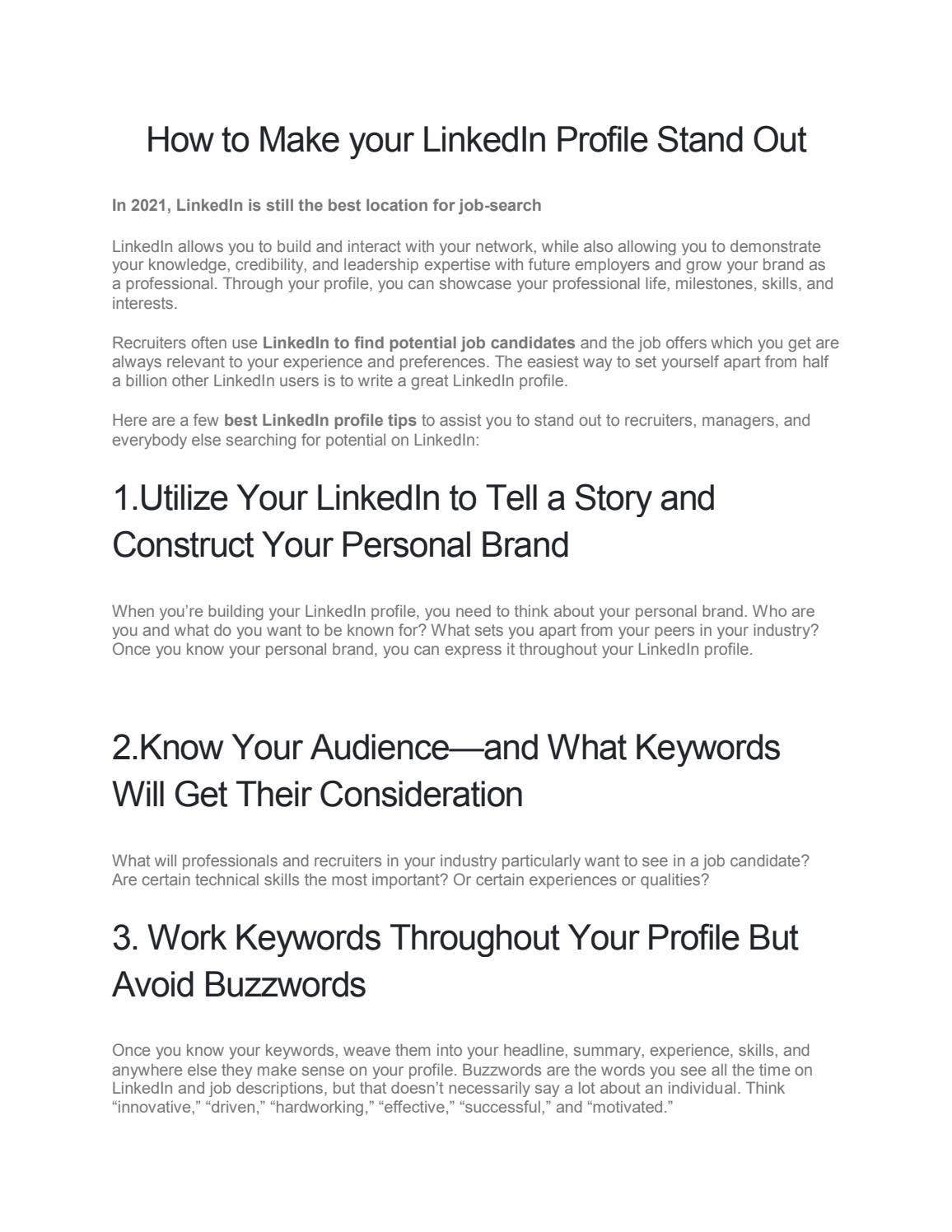 How to make your LinkedIn profile stand out by Maxecv - Issuu