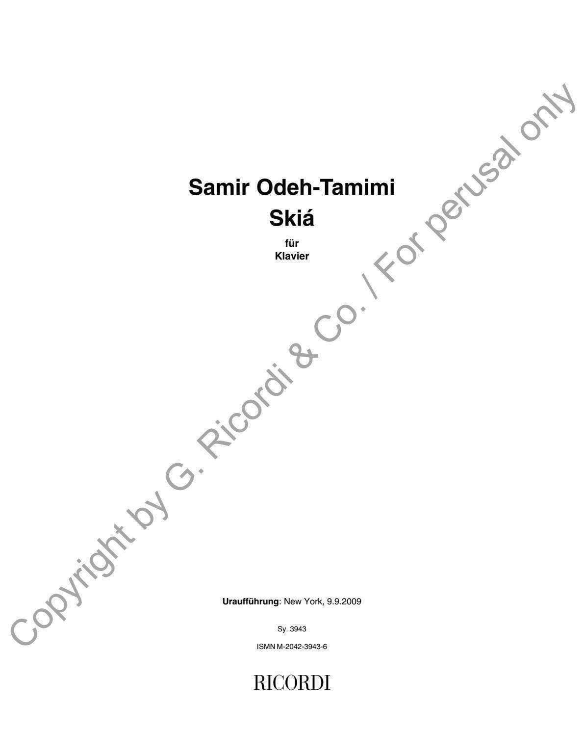 SY 3943 | Samir Odeh-Tamimi - Skiá (2008) by Ricordi - Issuu