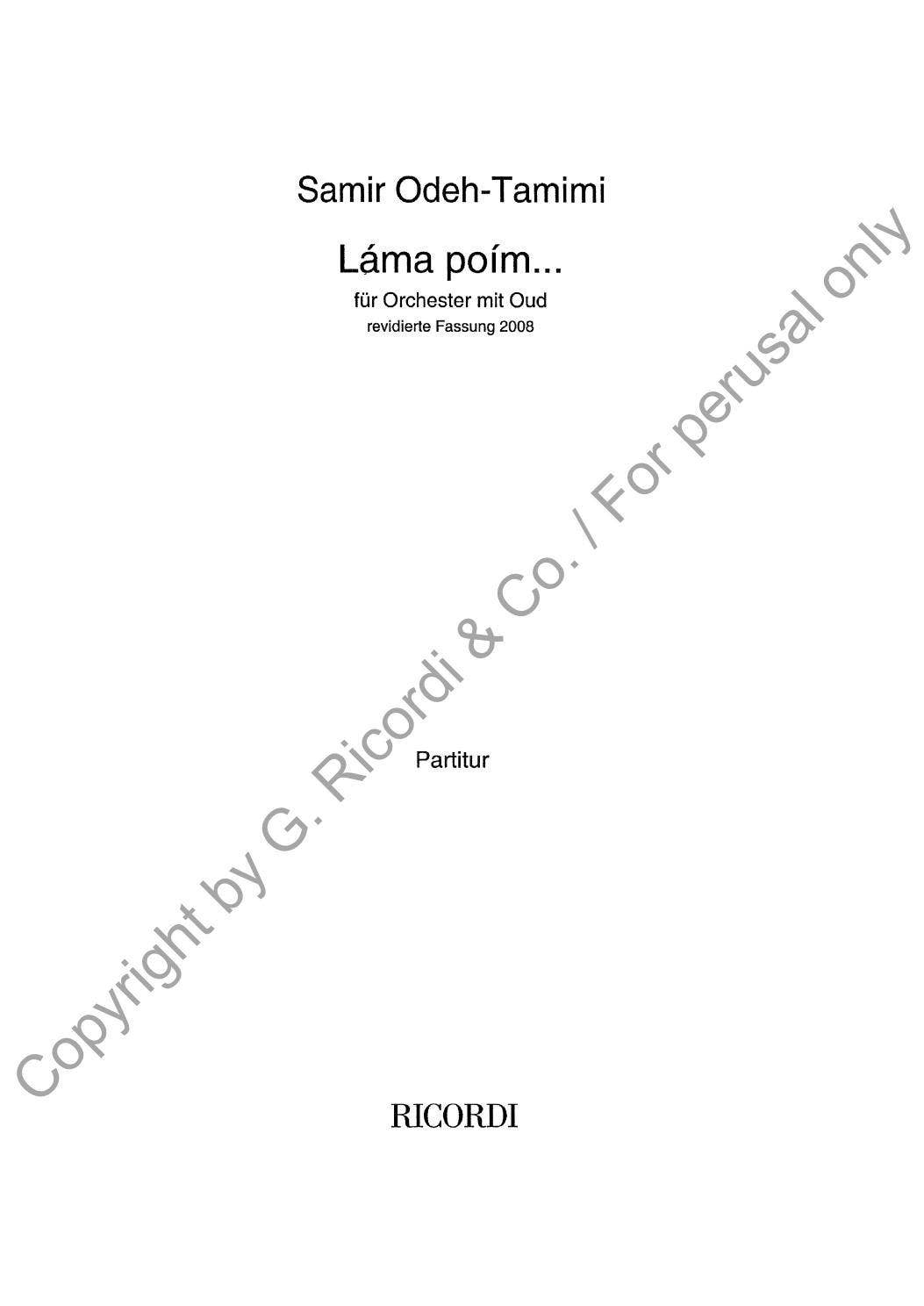 SY 3712 | Samir Odeh-Tamimi - Láma poím...(2005/2006) by Ricordi - Issuu