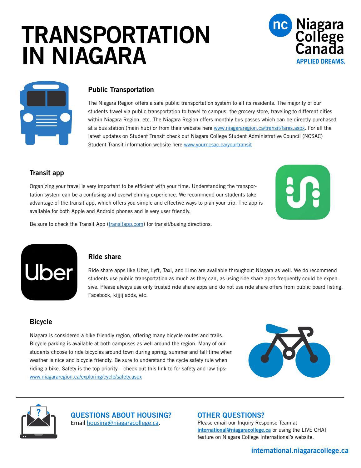 Housing One Pager 2 - Transportation in Niagara by Niagara College ...
