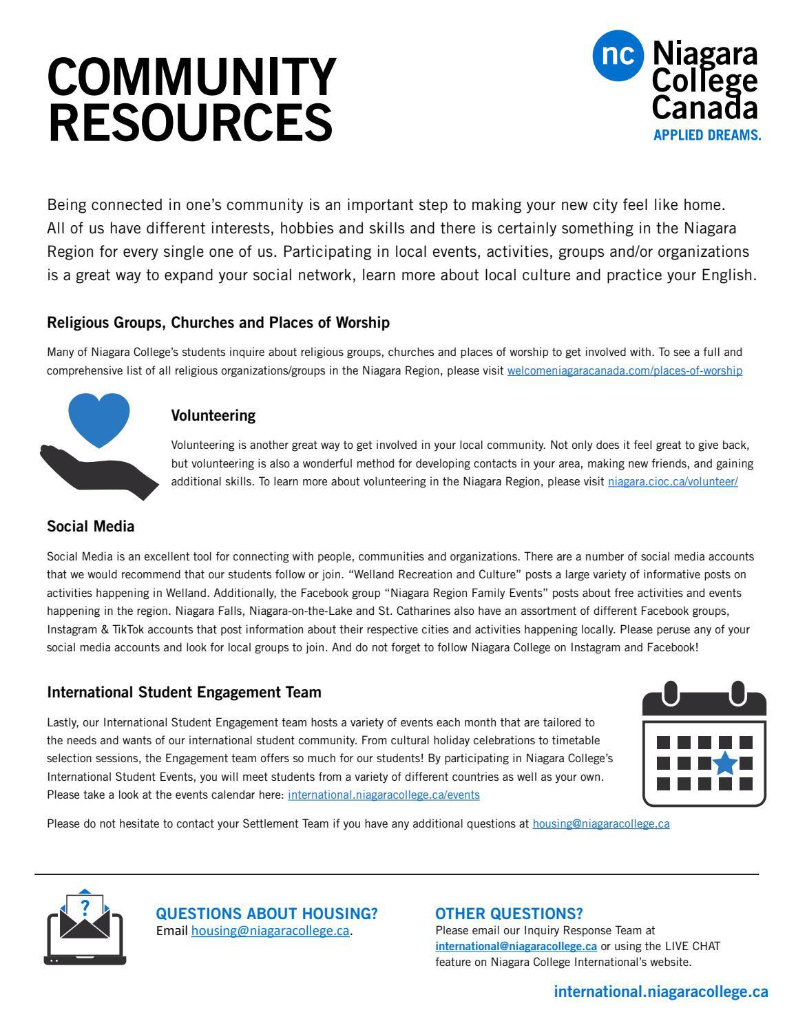Housing One Pager 8 - Community Resources by Niagara College ...