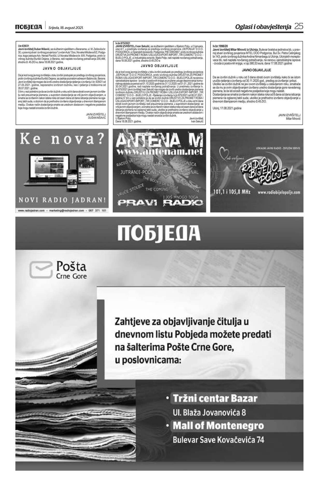Dnevni list Pobjeda 19.08.2021. by Pobjeda - Issuu