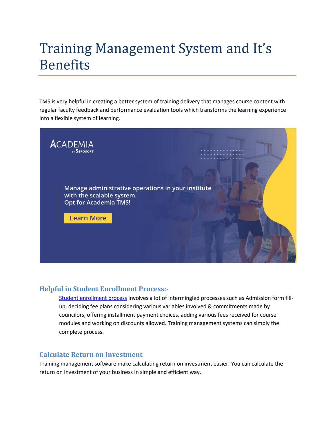 Training Management System and It’s Benefits by academiaerpbyserosoft ...