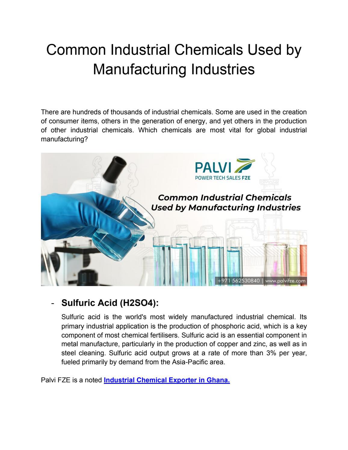 Common Industrial Chemicals Used by Manufacturing Industries by Palvi ...