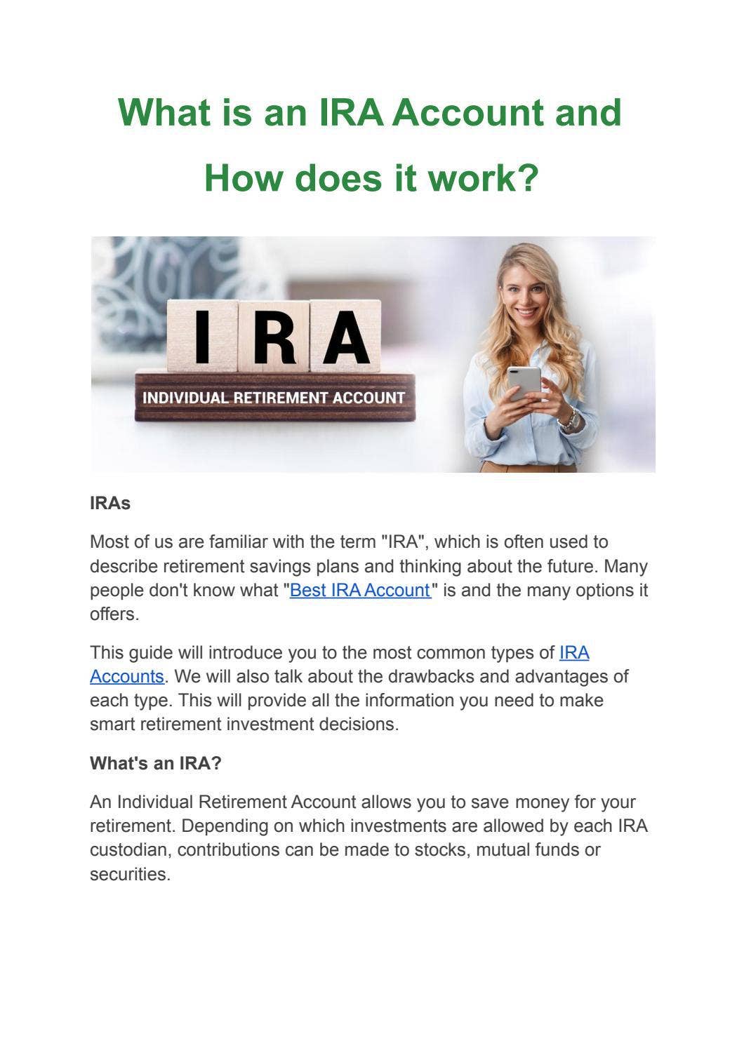 What is IRA Account and How does it work? by TopFxBrokersRw - Issuu