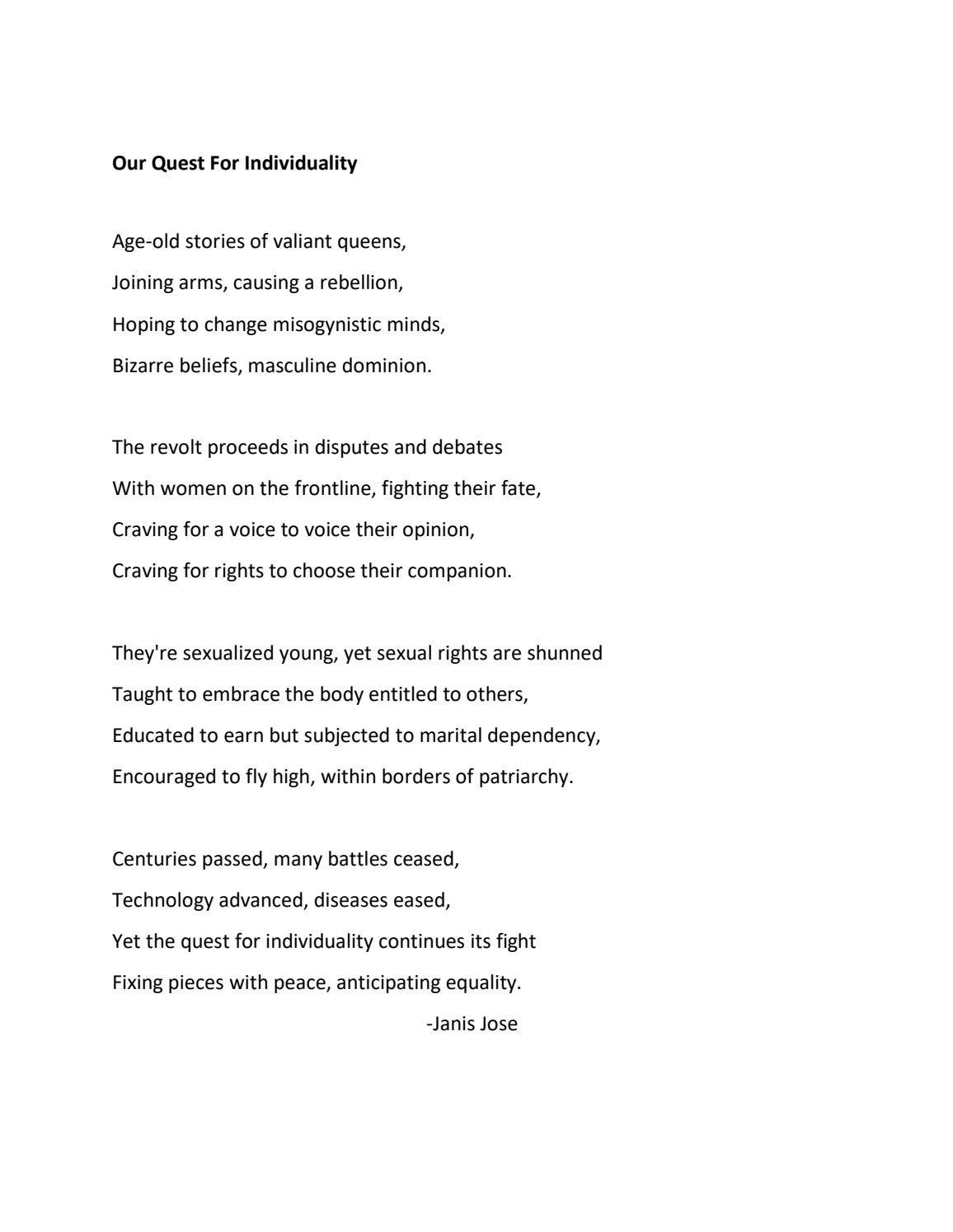 Janis Jose_MAPS,India_Poem Our Quest For Equality - Runner up 1 by ...