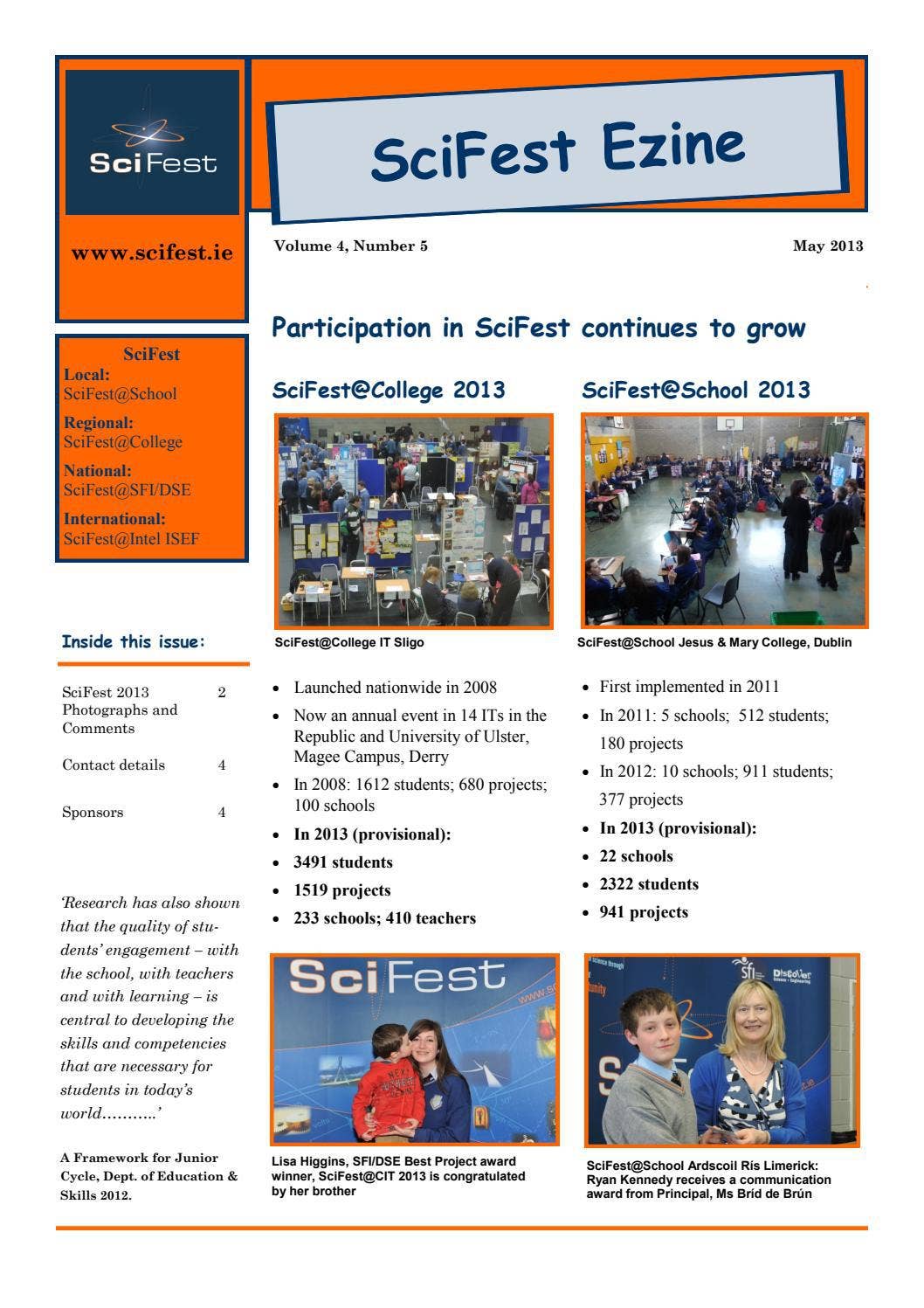 SciFest Ezine, Volume 4, Number 5, May 2013 by SciFest Ireland - Issuu