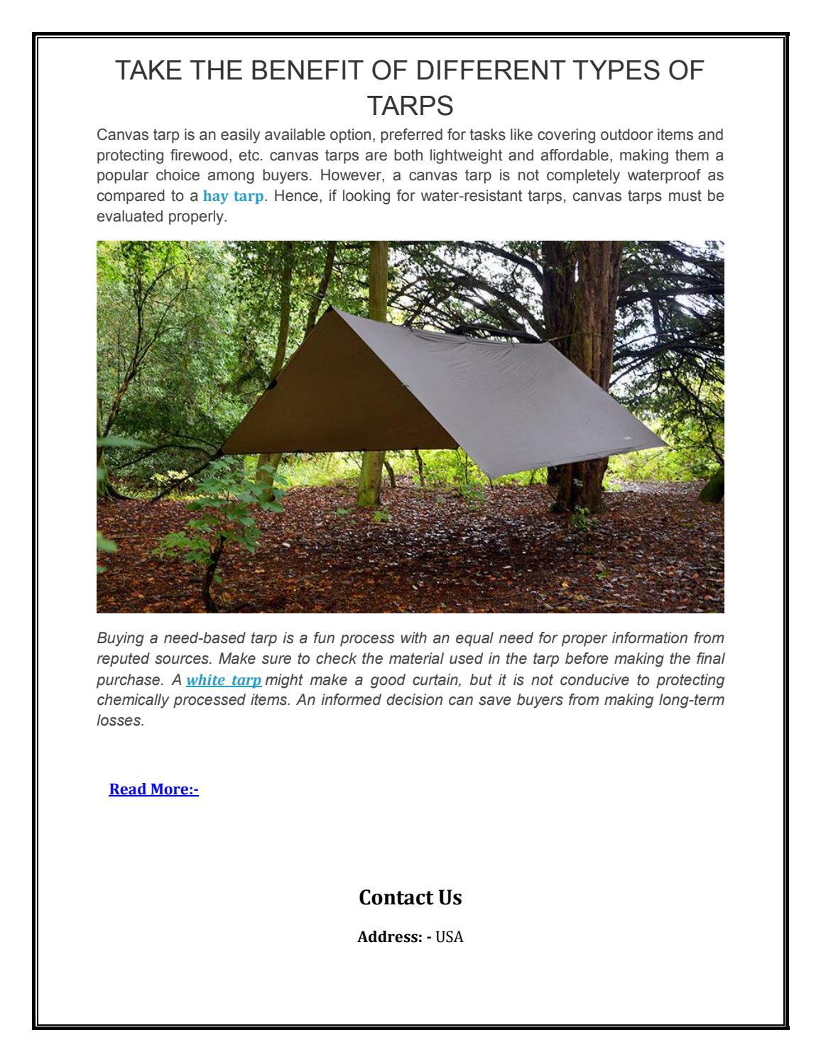 Take the Benefit of Different Types of Tarps by Dominic Ferrar - Issuu