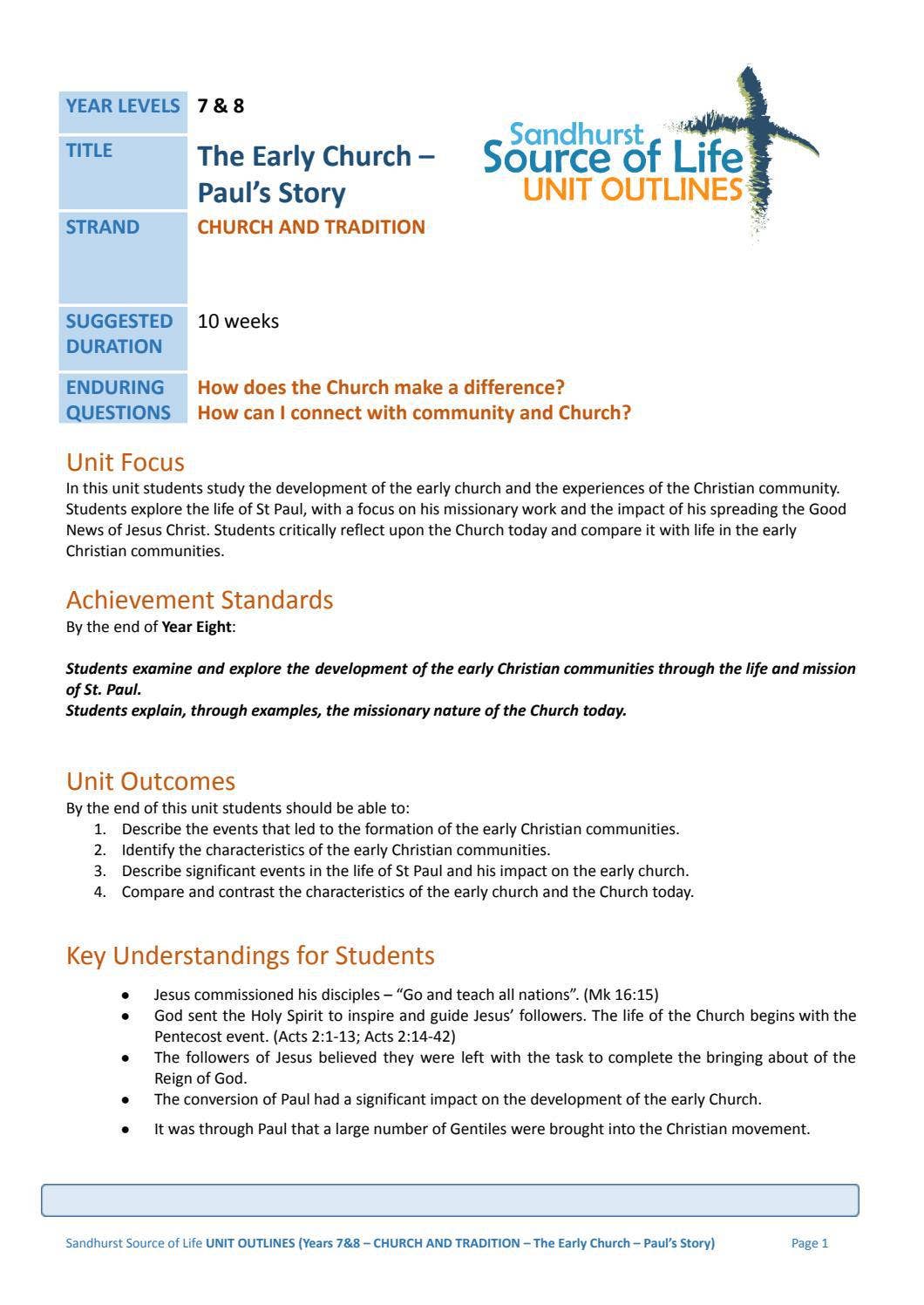 CHURCH AND TRADITION - 7&8 The Story of St Paul by Catholic Education ...