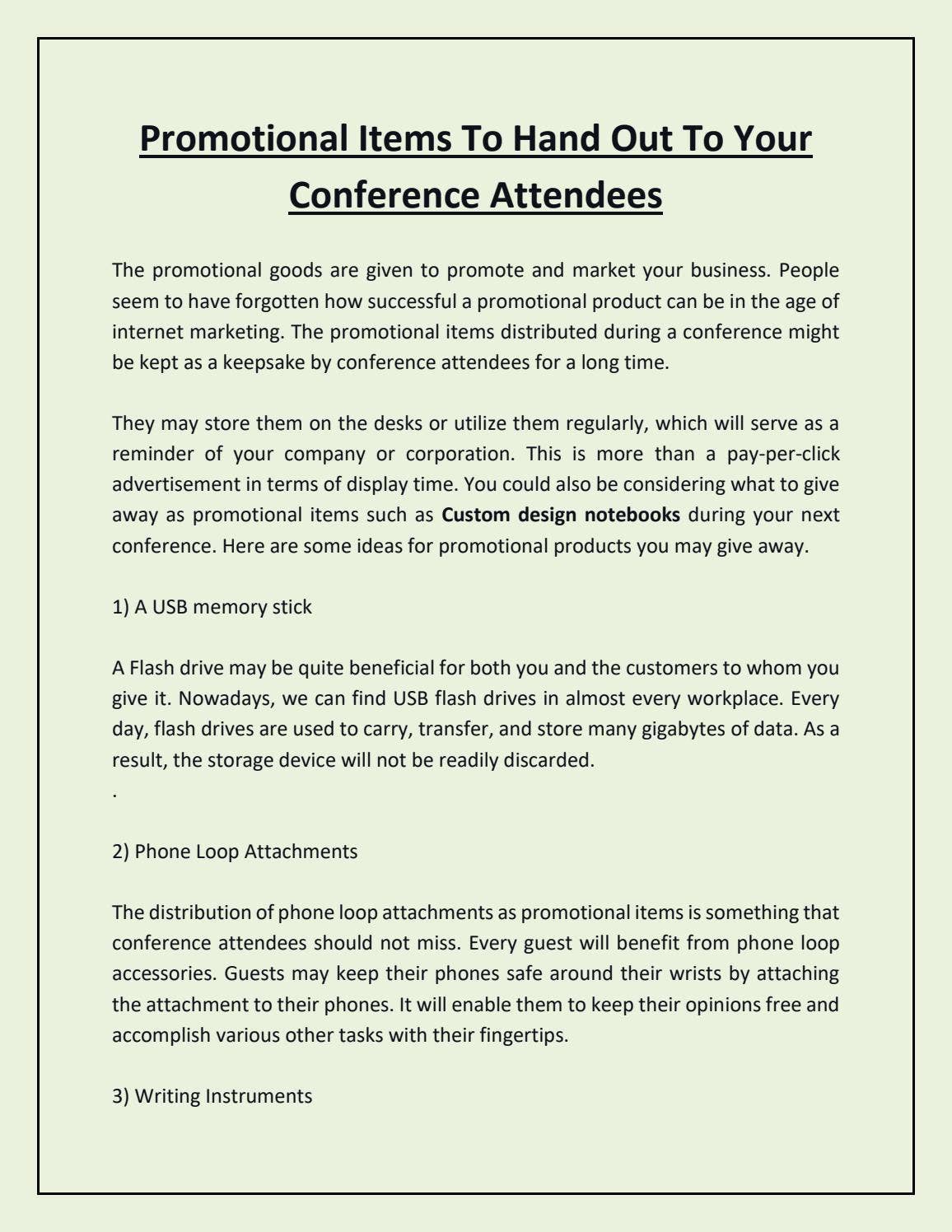 Promotional Items To Hand Out To Your Conference Attendees by ...