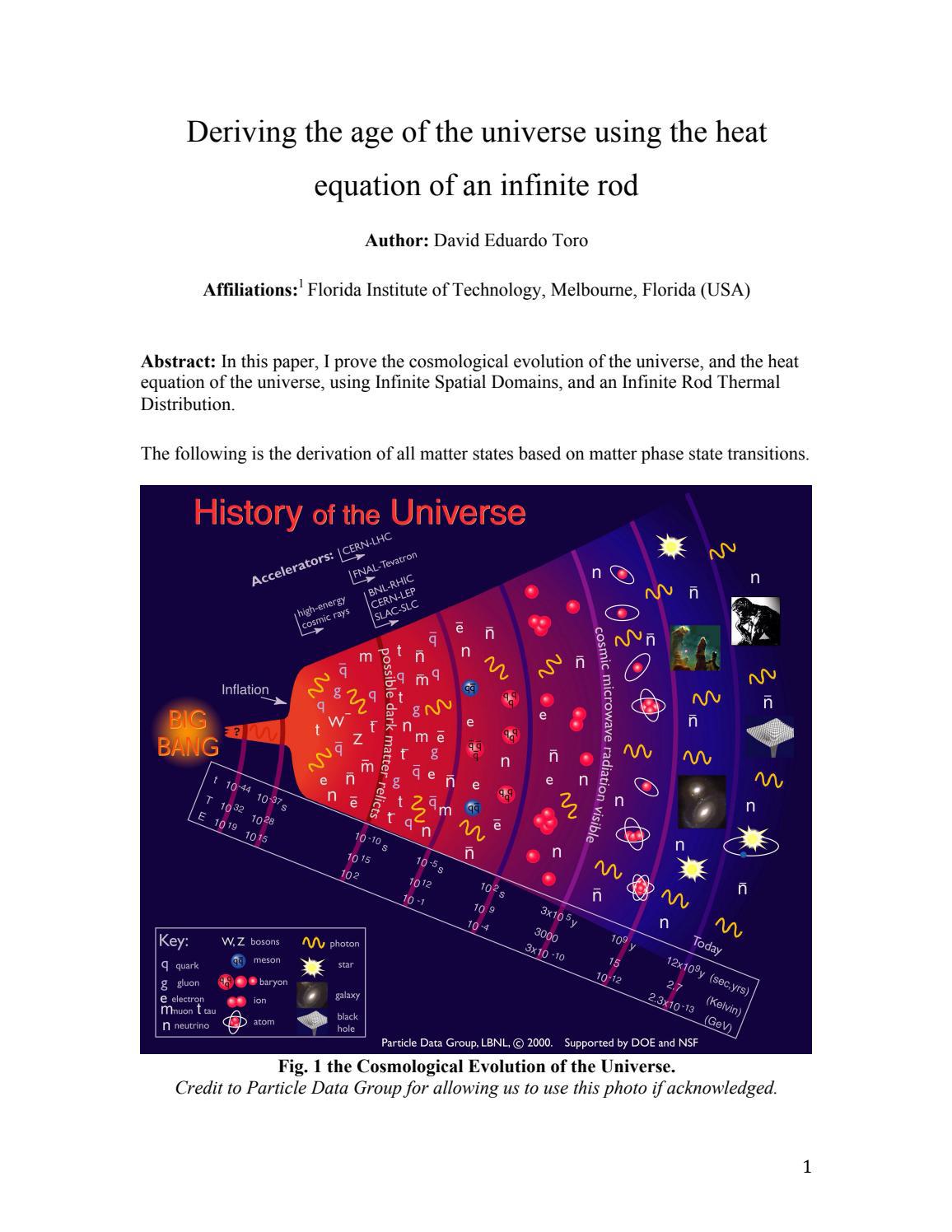 Deriving the age of the universe using the heat equation of an infinite ...