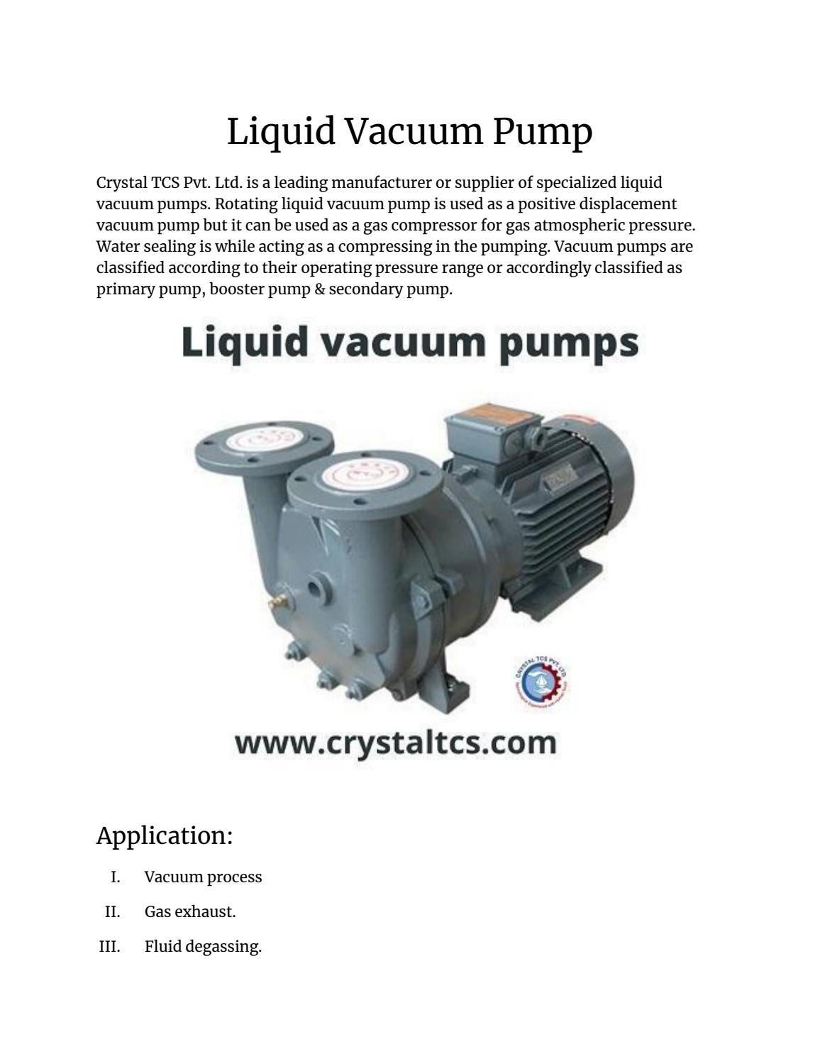 Liquid vacuum pump by crystaltcs - Issuu