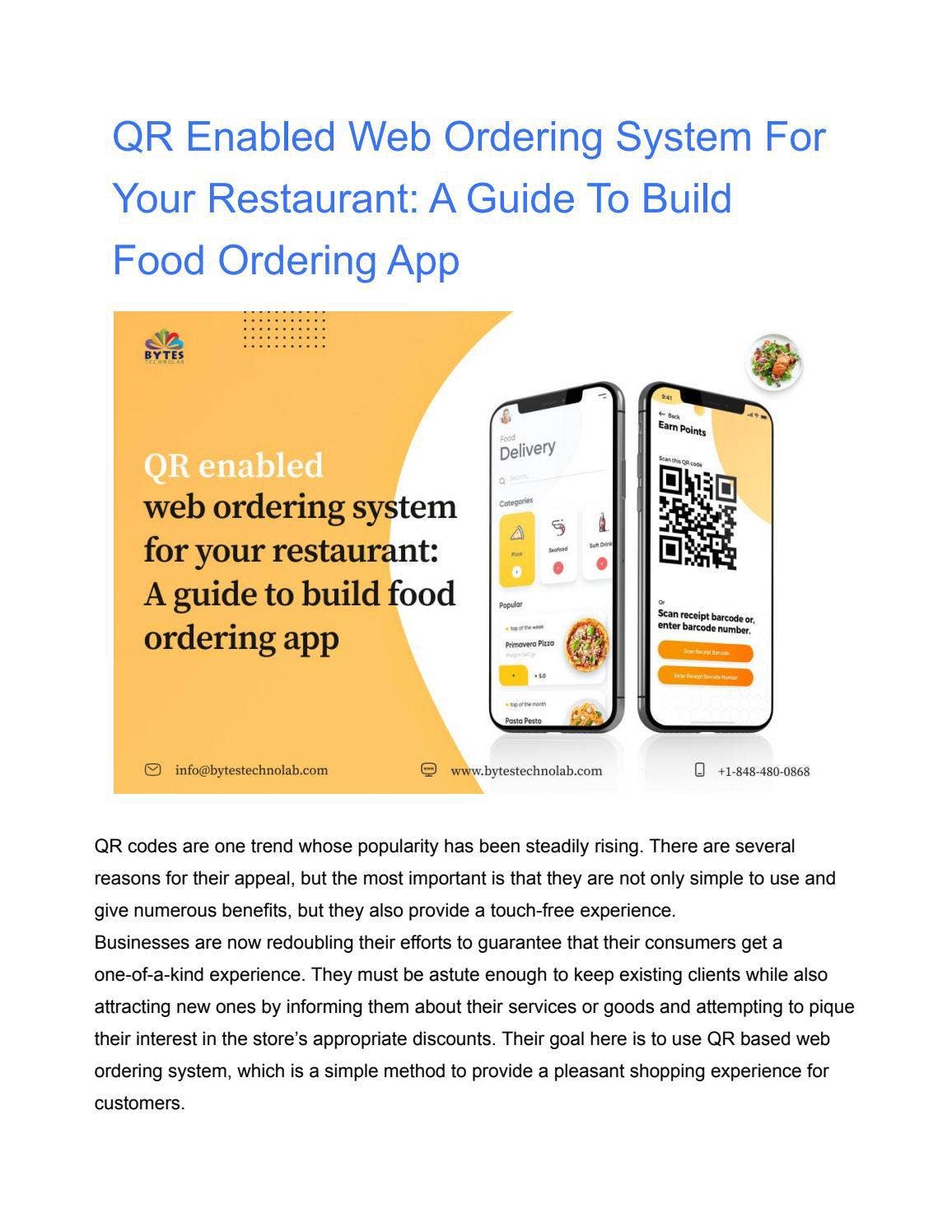QR Enabled Web Ordering System For Your Restaurant: A Guide To Build ...
