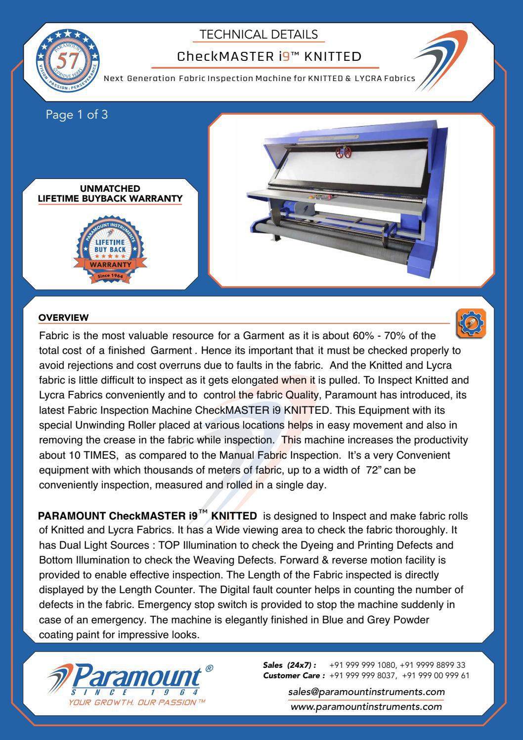 CheckMASTER i9 KNITTED - Paramount Industries by Paramount Instruments ...