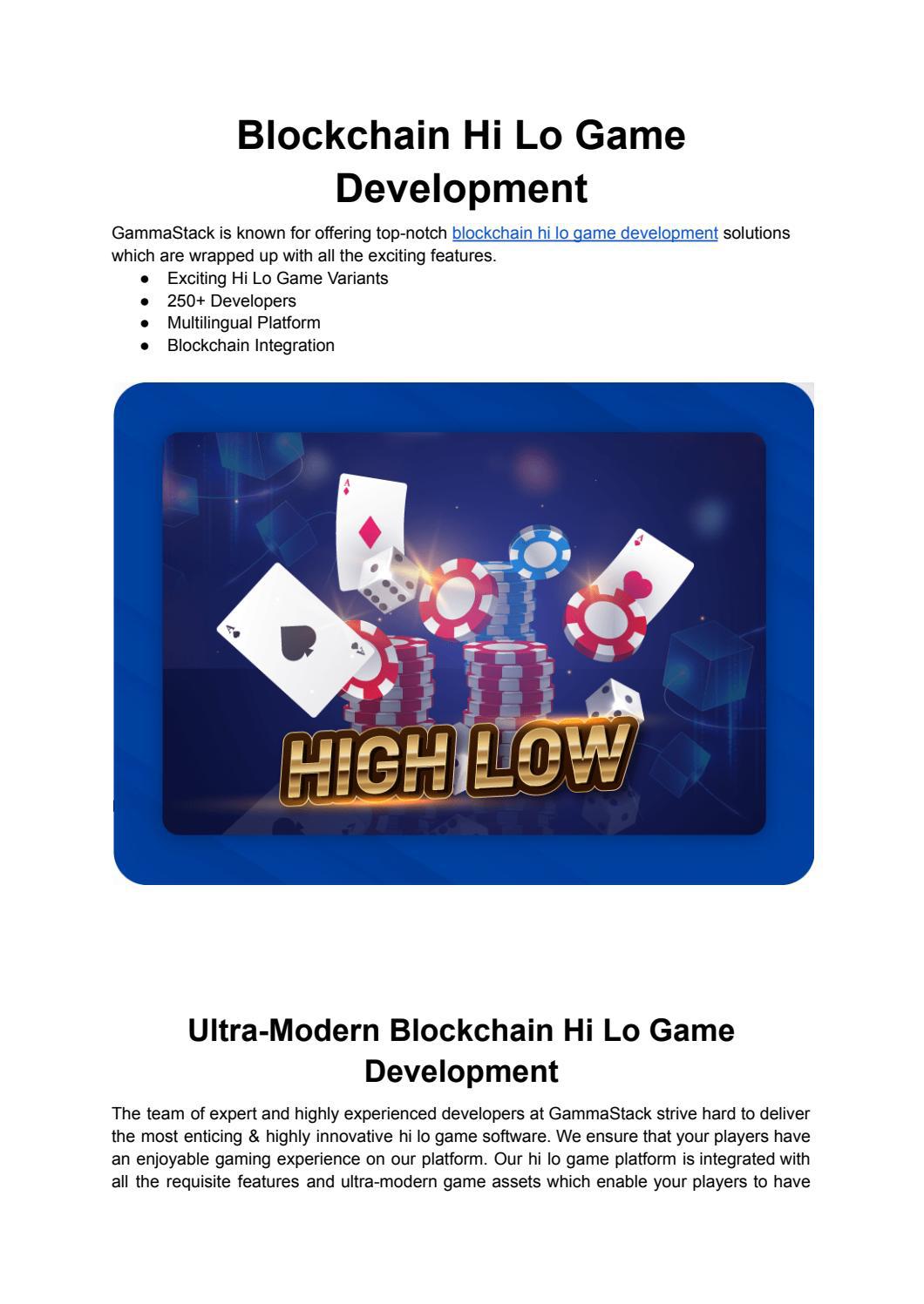 Blockchain Hi Lo Game Development by Josephemma - Issuu