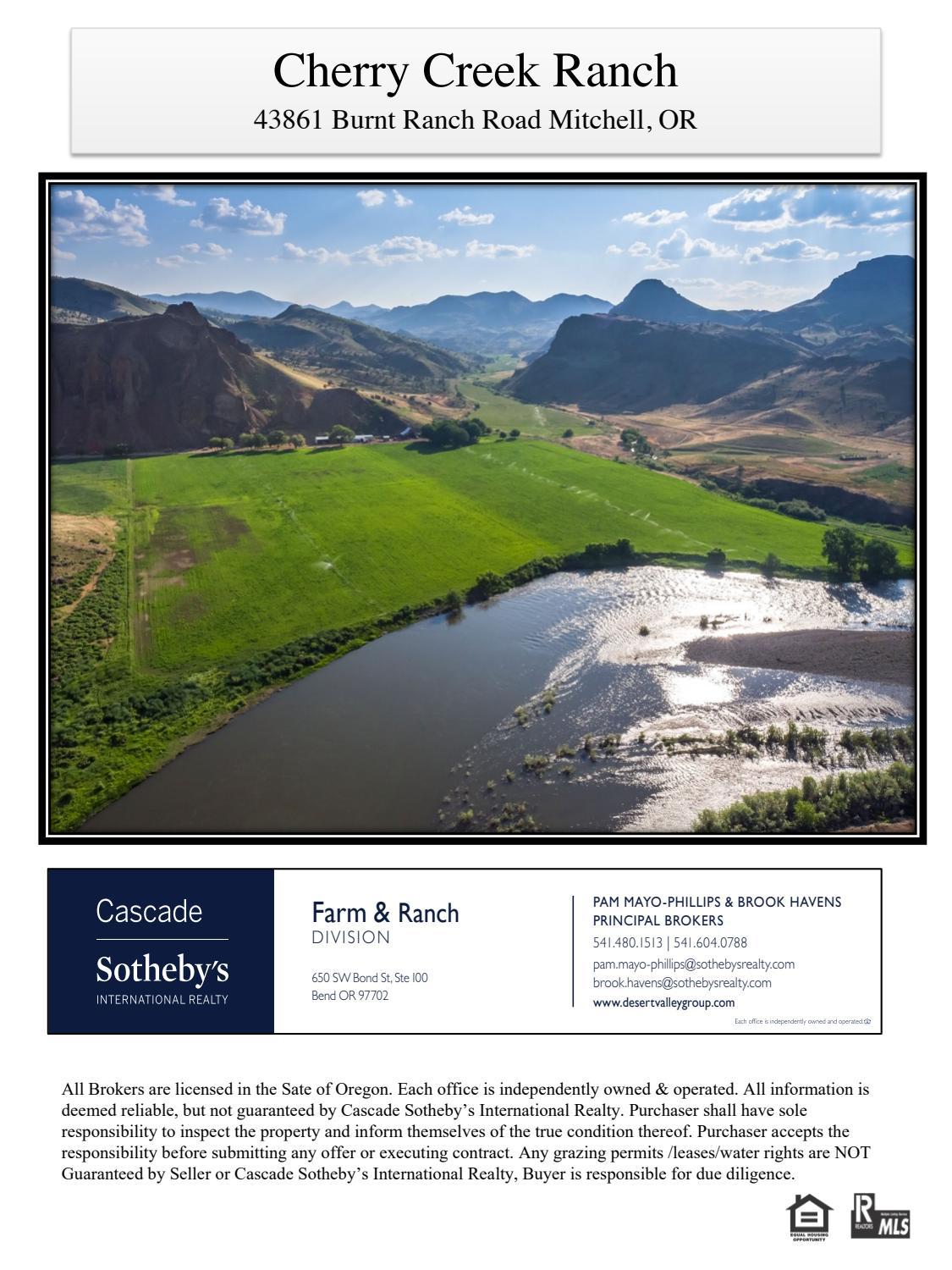 Cherry Creek Ranch ~ Mitchell Oregon by Desert Valley Group Cascade ...