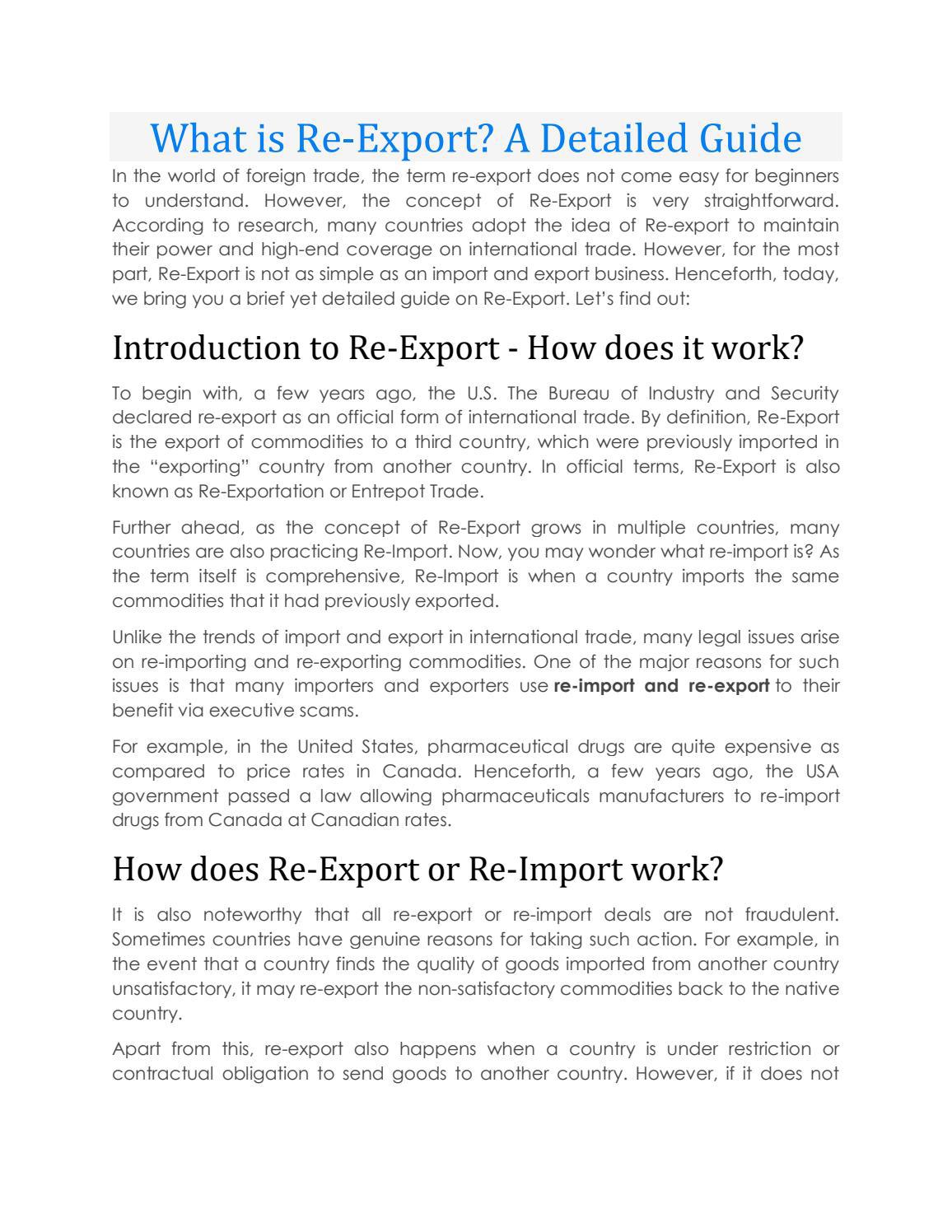 What is Re-Export? A Detailed Guide by cybexexim - Issuu