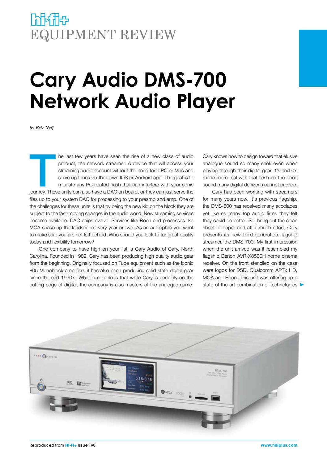 Cary Audio DMS-700 Network Audio Player - hifi+ Review - Issue 198 by ...