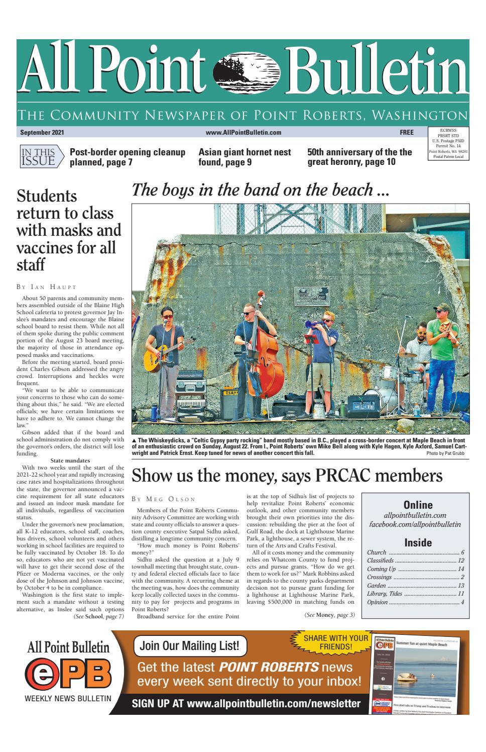 All Point Bulletin – September 2021 by Point Roberts Press - Issuu