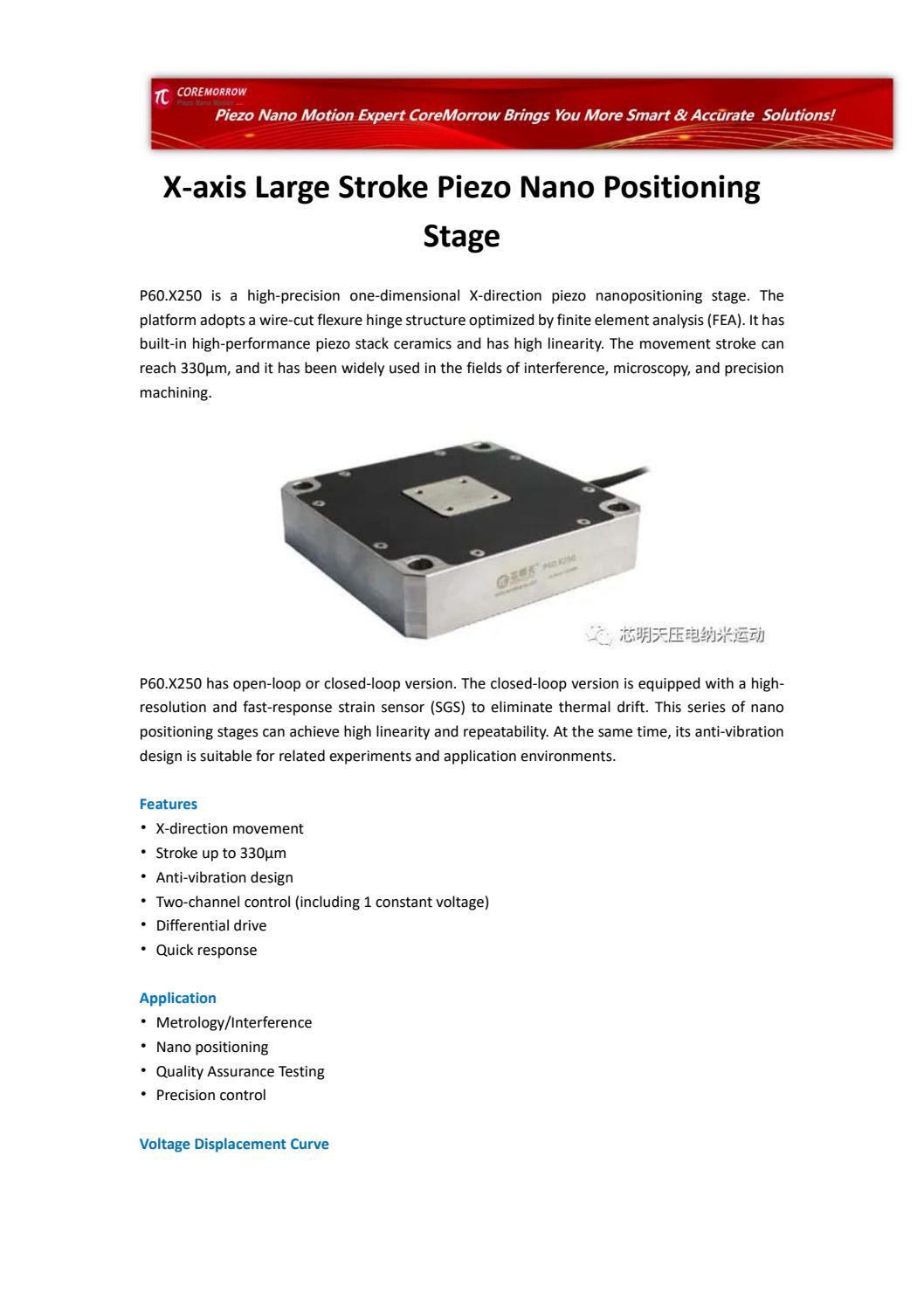 X-axis Large Stroke Piezo Nano Positioning Stage by CoreMorrow Ltd. - Issuu