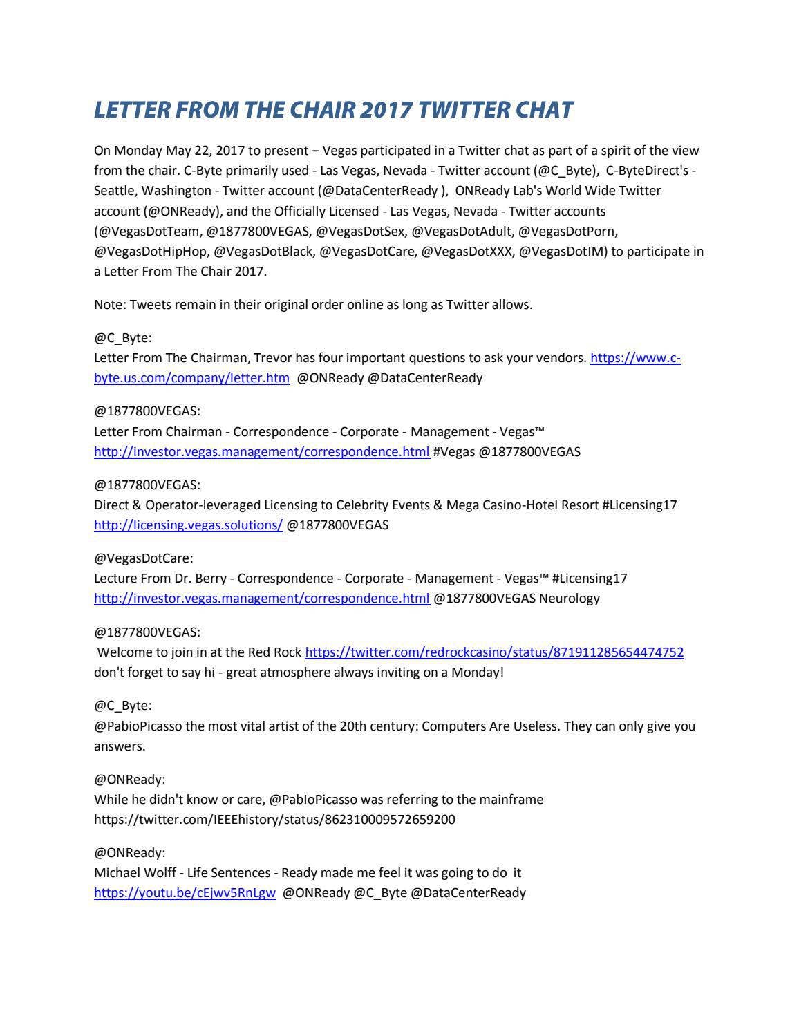 Letter From The Chair Twitter Chat by Cdr Trevor D Biscope KCB CD SAS ...