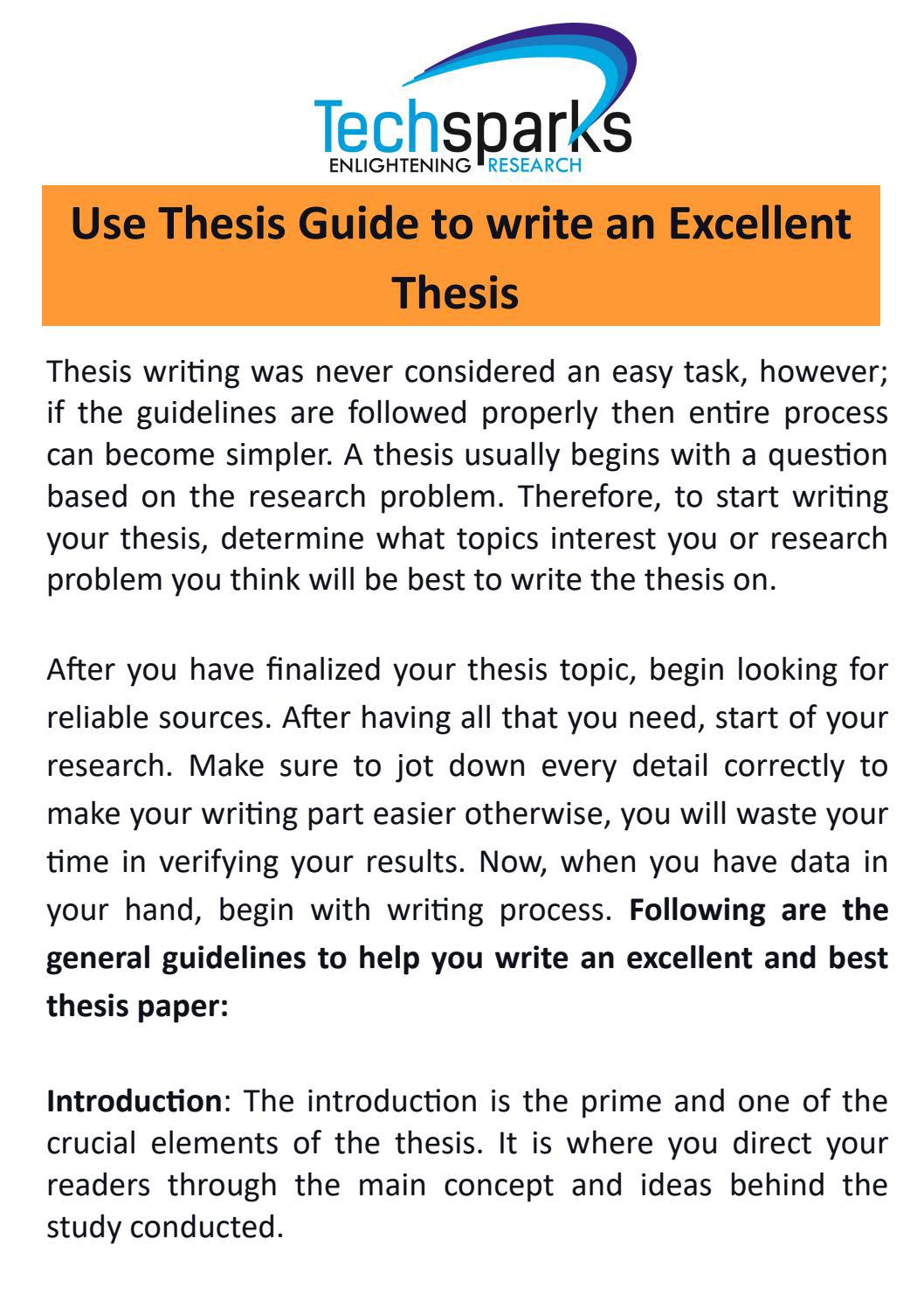 Use Thesis Guide to write an Excellent Thesis by Techsparks - Issuu