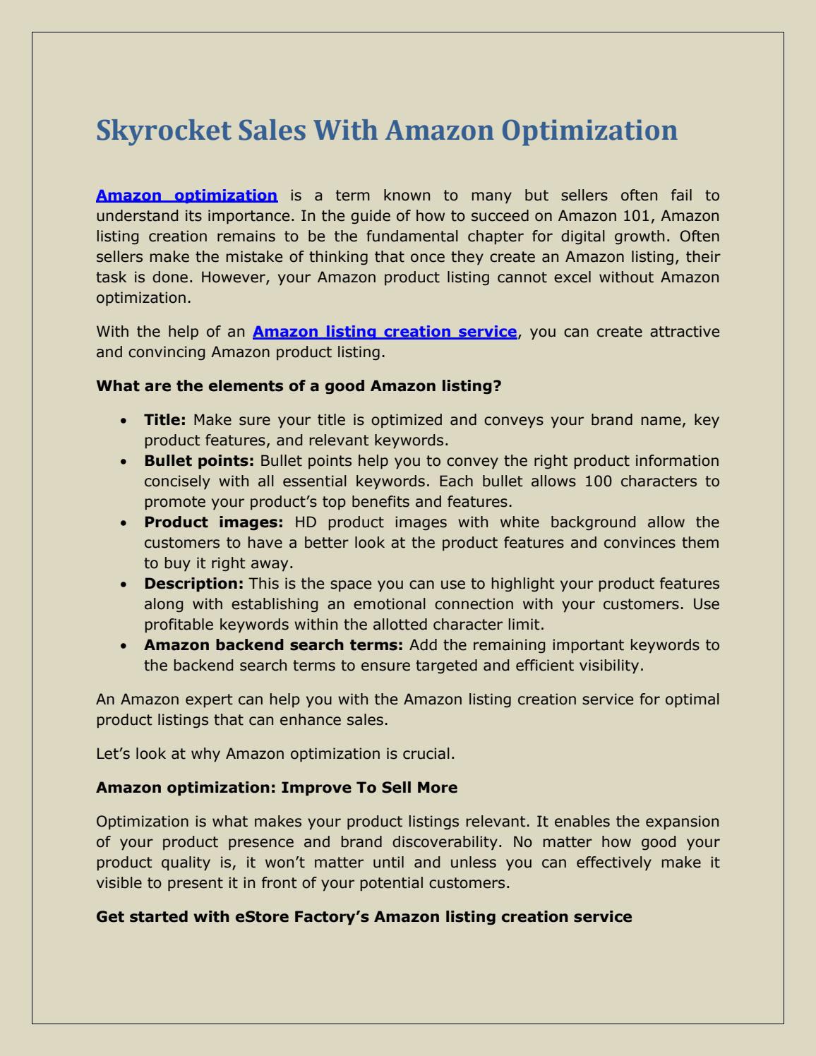 Skyrocket Sales With Amazon Optimization by eStore Factory - Amazon ...