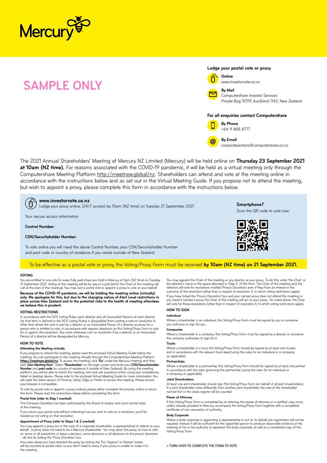 2021 Voting / Proxy Form by Mercury - Issuu