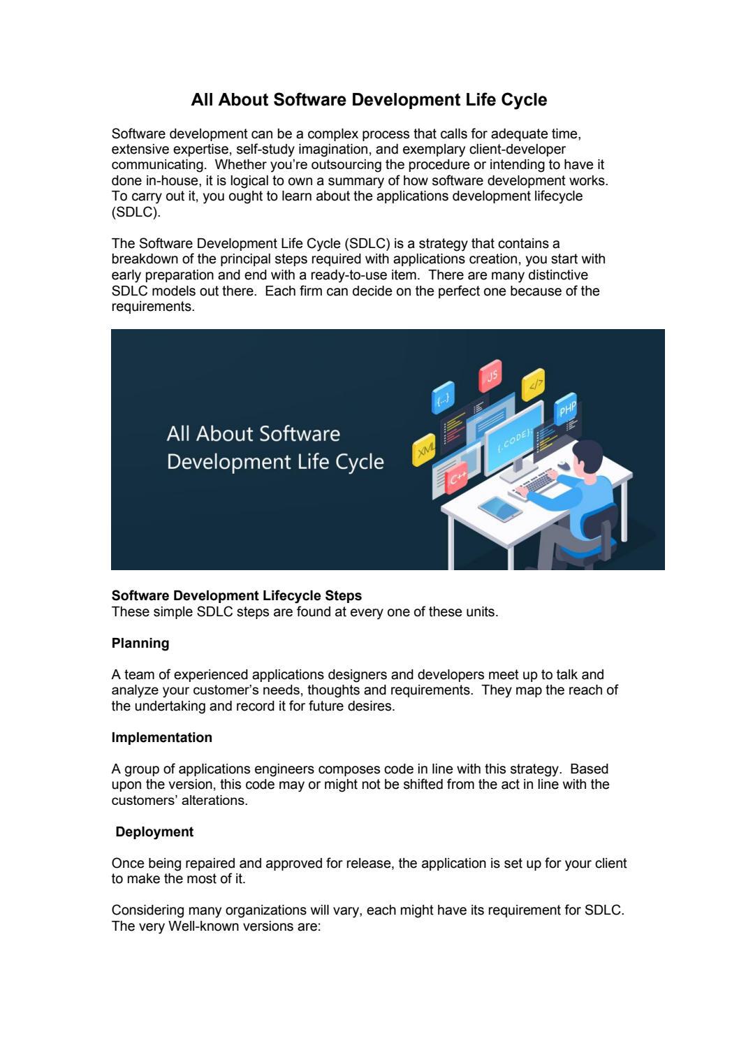 All About Software Development Life Cycle by chimeratechnologies - Issuu