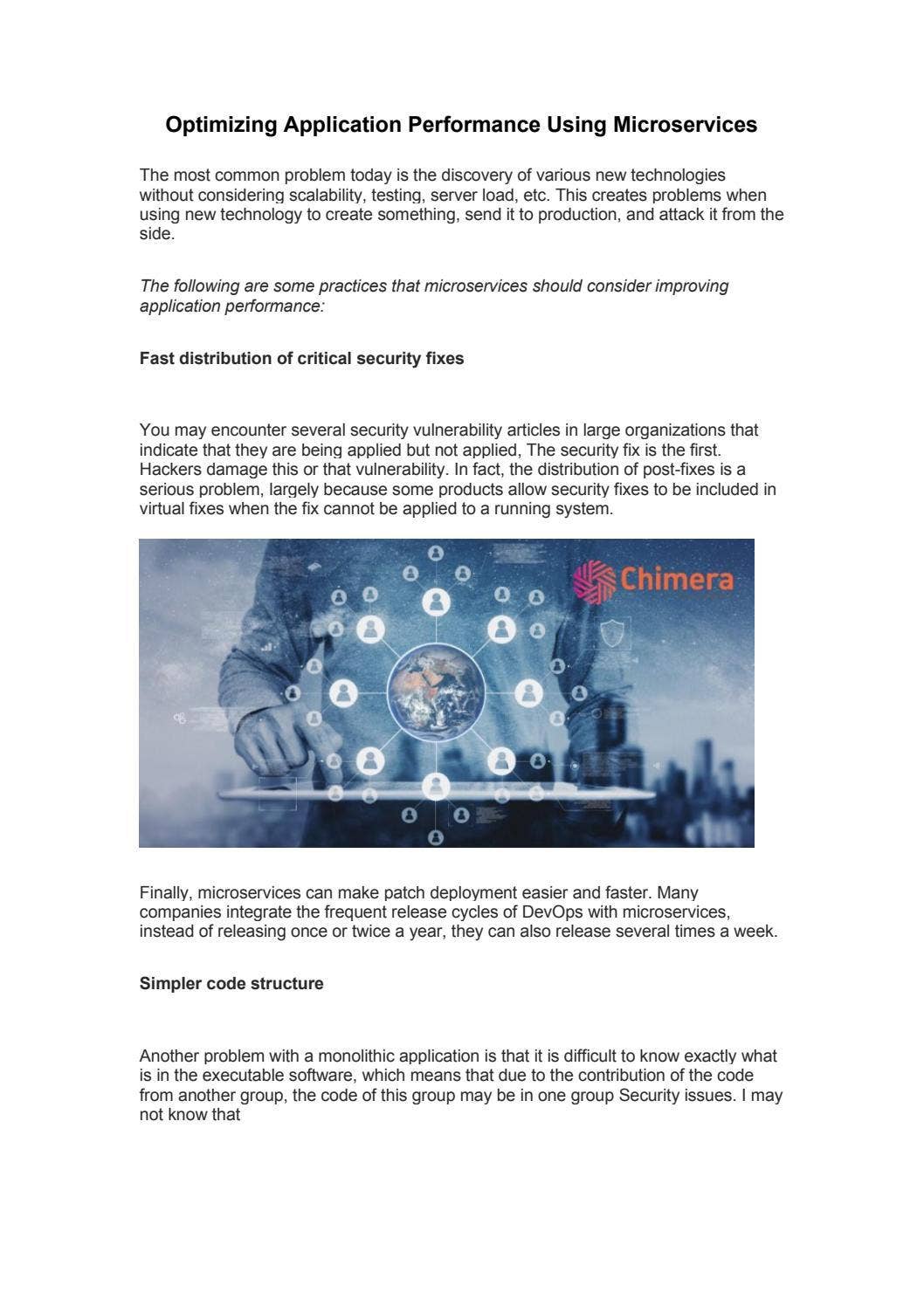 Optimizing Application Performance Using Microservice by ...