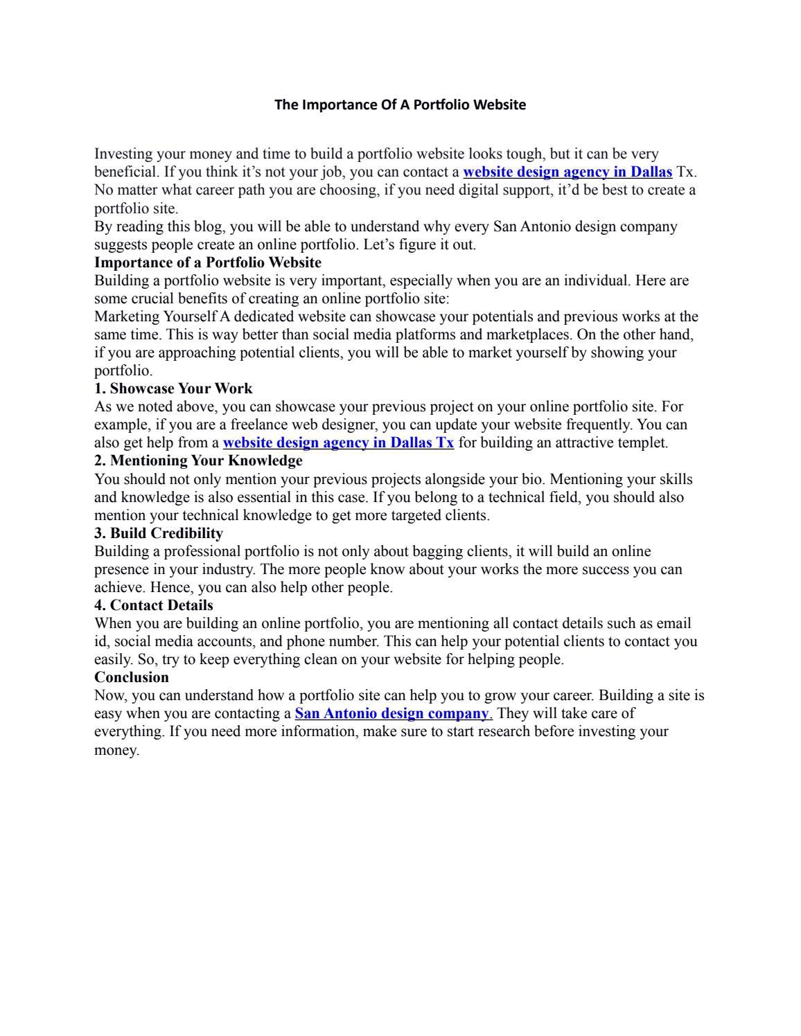 The Importance Of A Portfolio Website by Web Theory Designs - Issuu