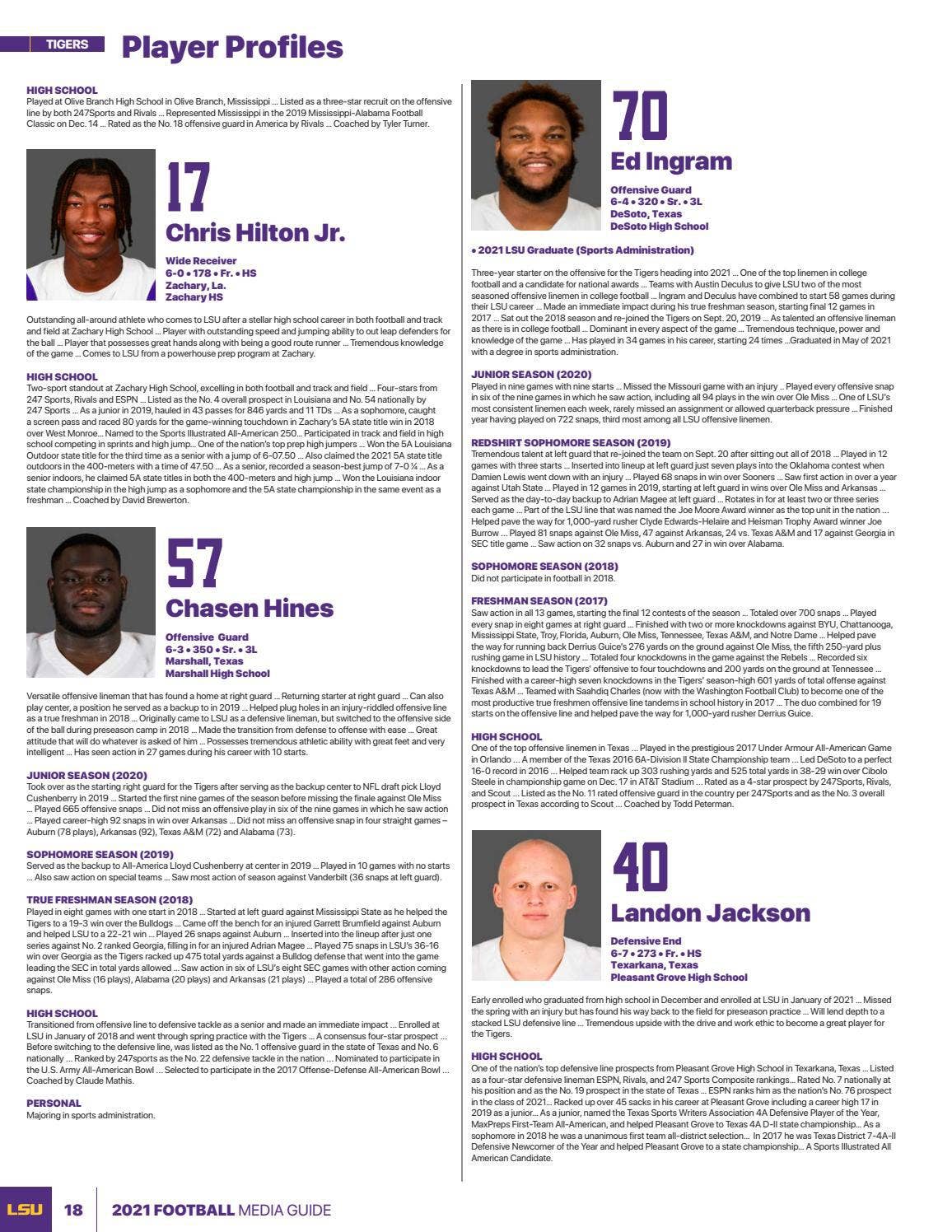 2021 LSU Football Media Guide by LSU Athletics - Issuu