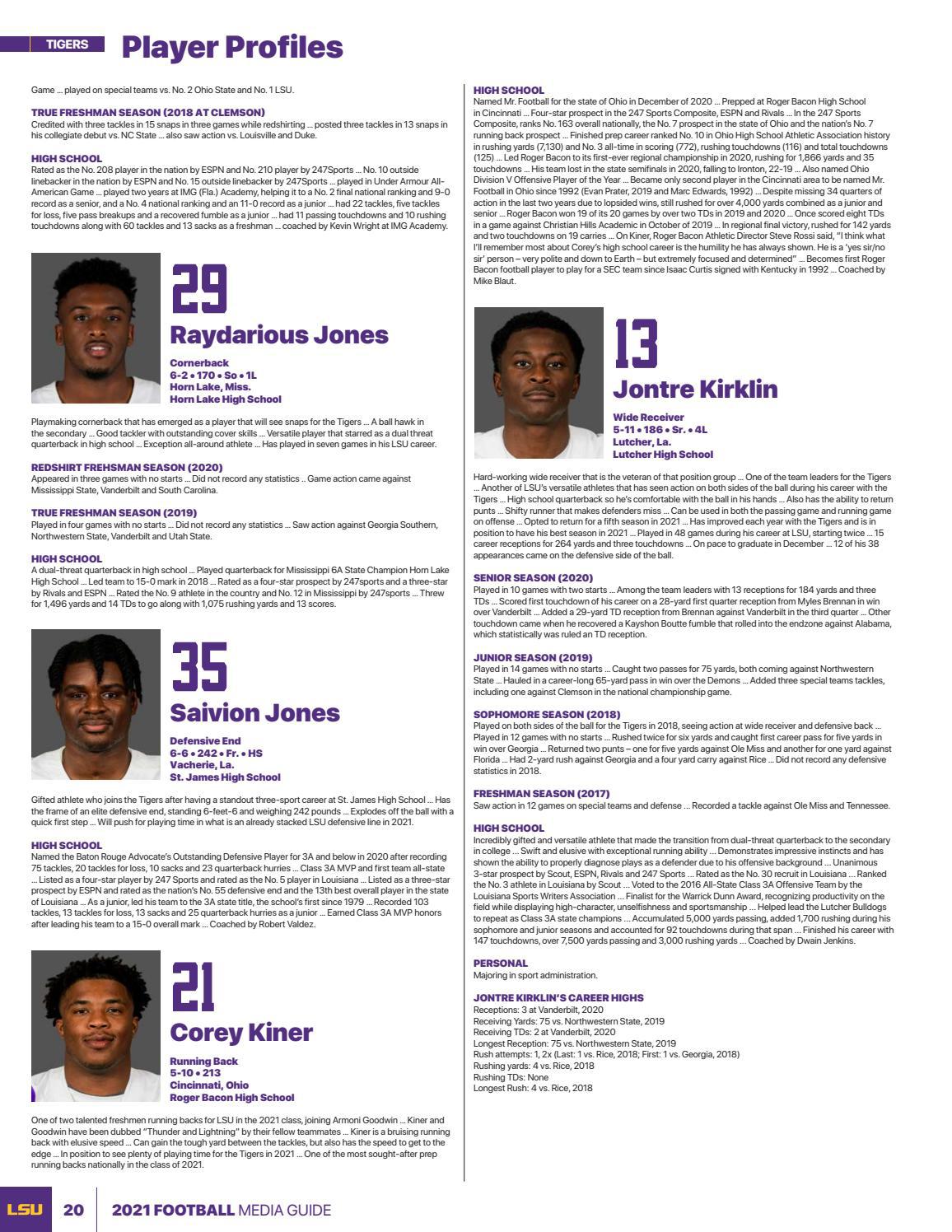 2021 LSU Football Media Guide by LSU Athletics - Issuu