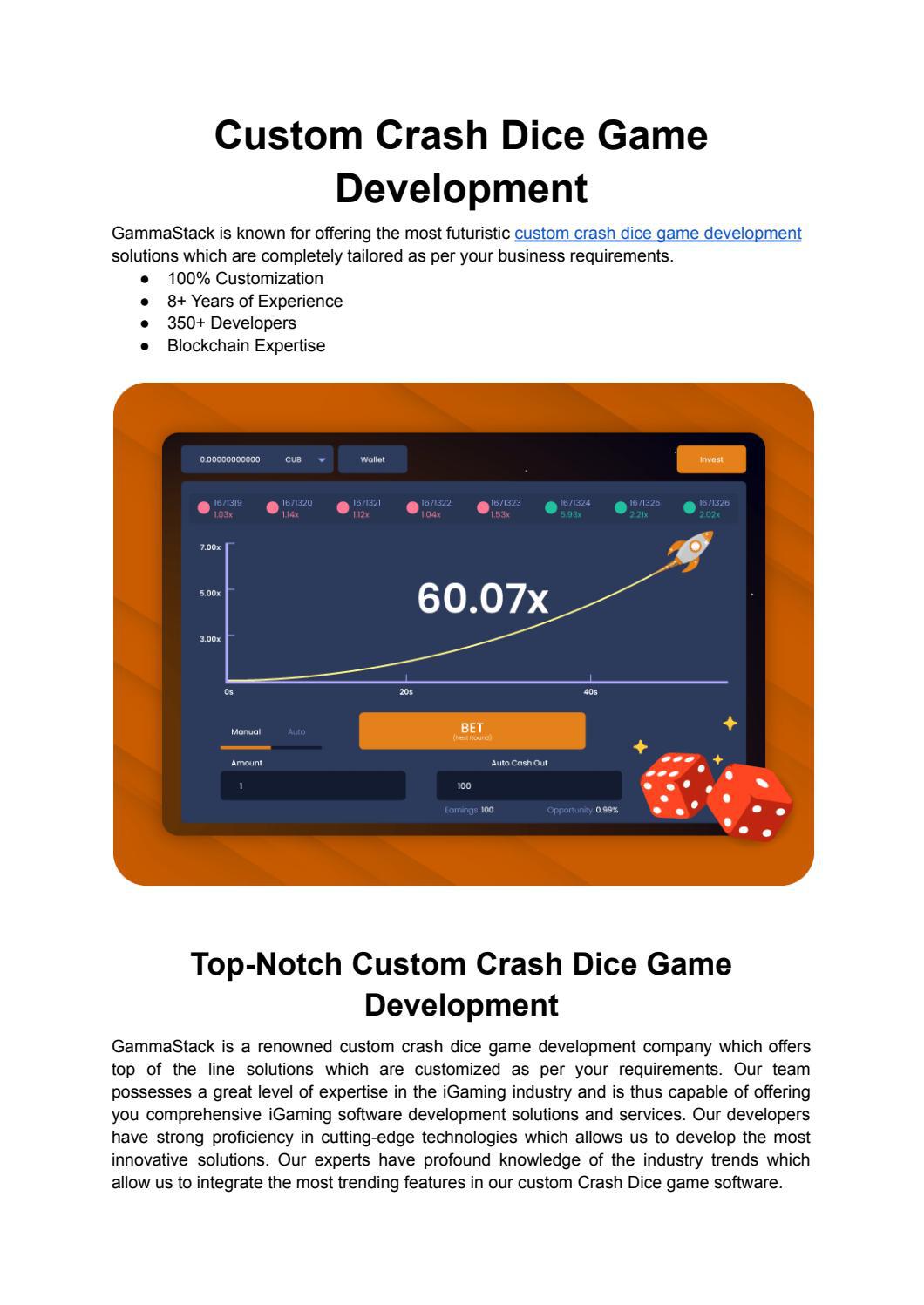 Custom Crash Dice Game Development by Josephemma - Issuu