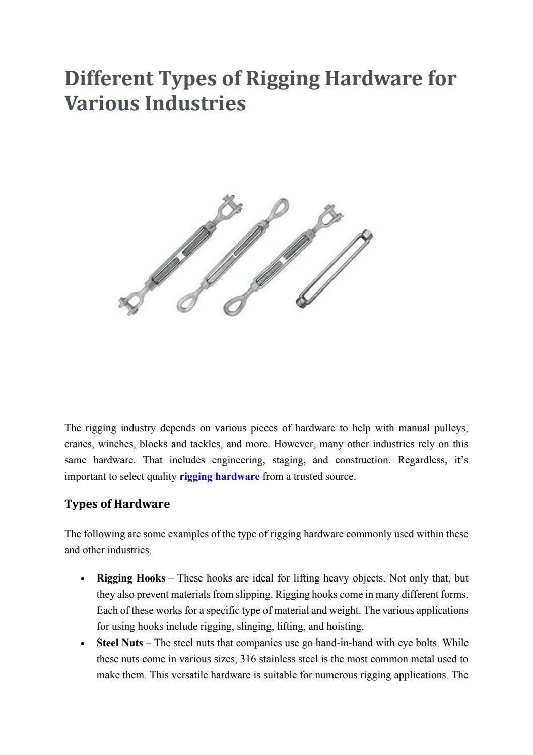 Different Types of Rigging Hardware for Various Industries by Murphy ...