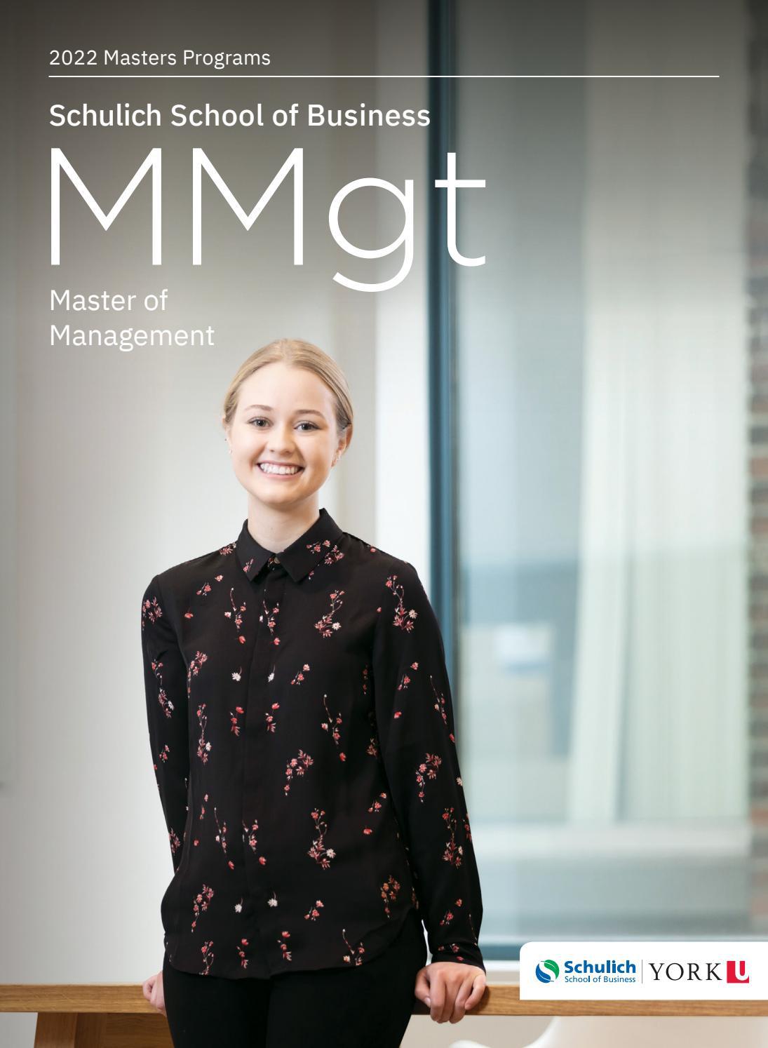 Master of Management (MMgt) Viewbook 2022 by Schulich School of ...
