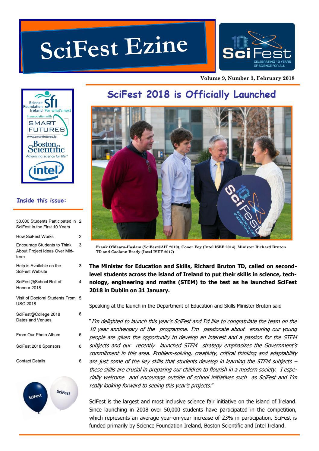 SciFest Ezine, Volume 9, Number 3, February 2018 by SciFest Ireland - Issuu