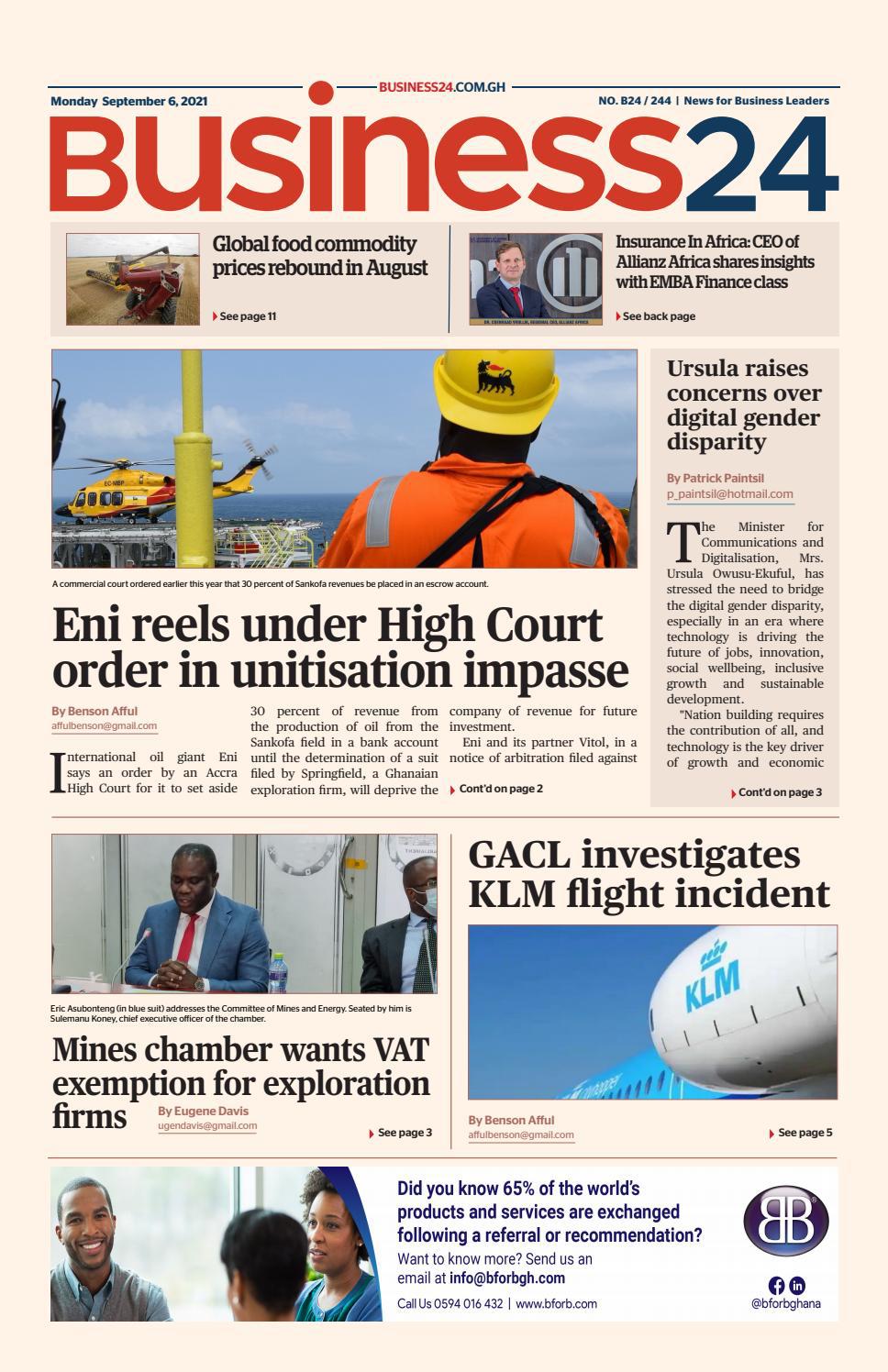 Business24 Newspaper 6th September, 2021 by Business24 Online - Issuu