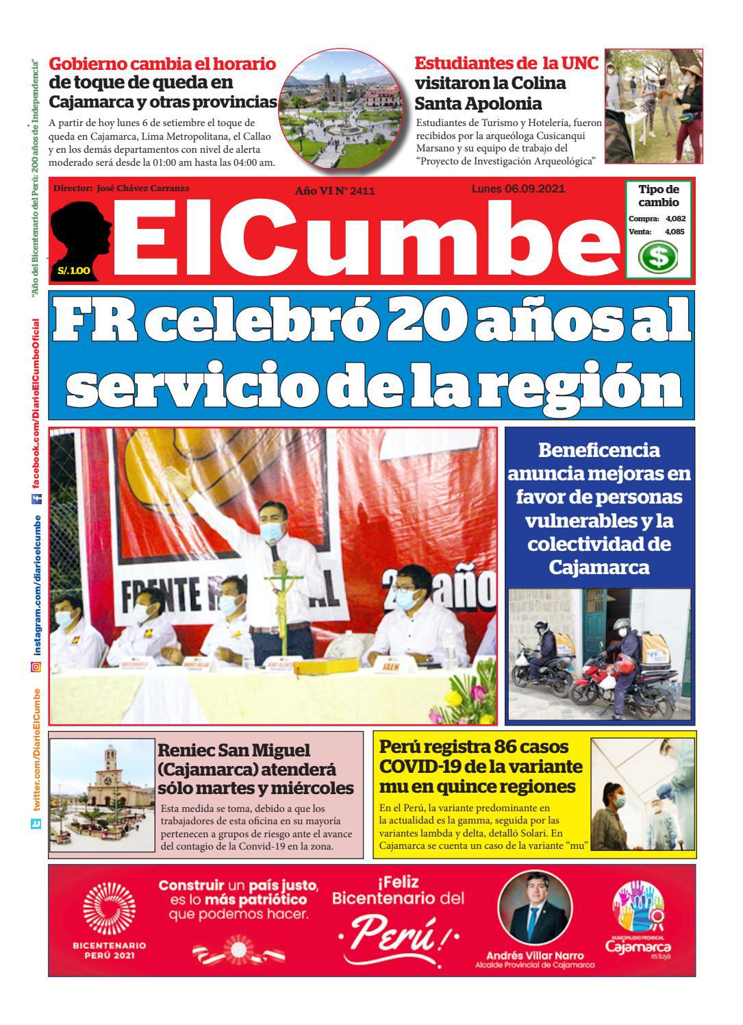 Diario El Cumbe 06 de setiembre 2021 by Diario El Cumbe - Issuu