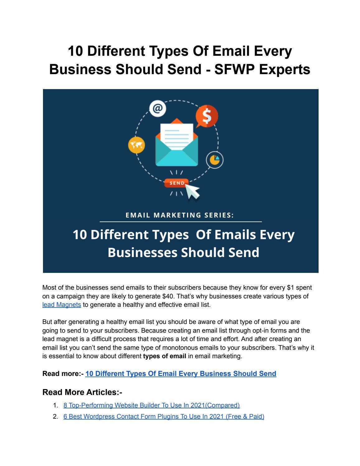 10 Different Types Of Email Every Business Should Send - SFWP Experts ...
