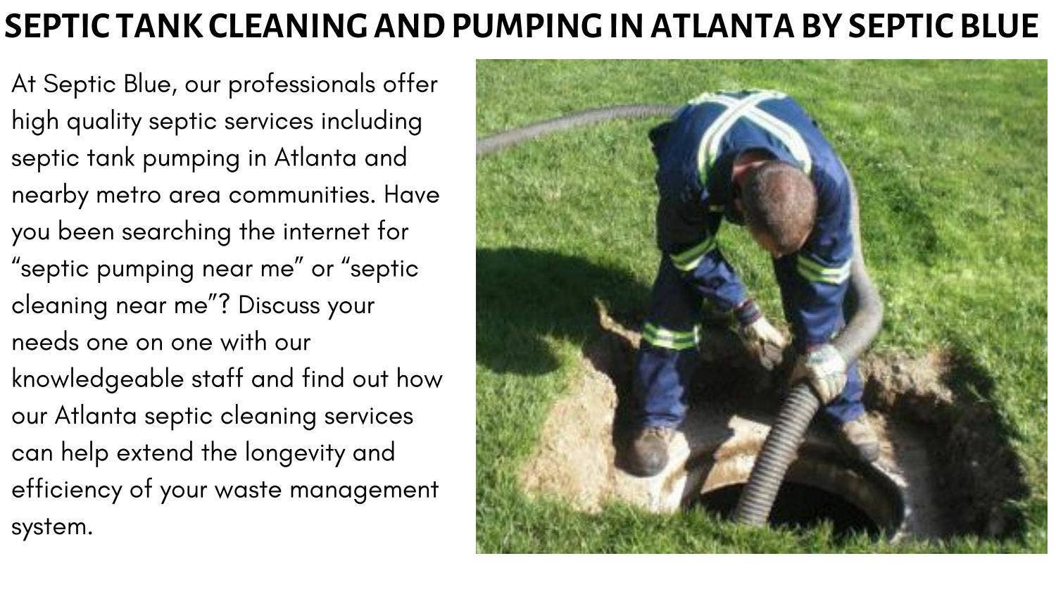 SEPTIC TANK CLEANING AND PUMPING IN ATLANTA BY SEPTIC BLUE by Septic ...