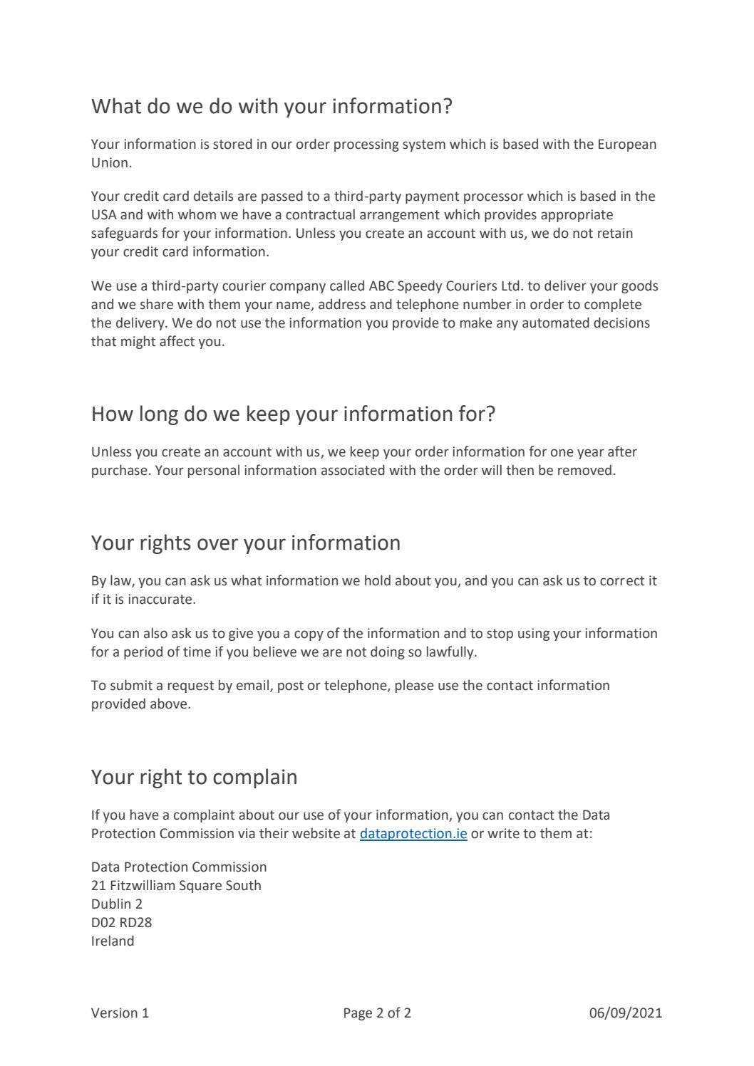 EXAMPLE Privacy Notice - Online Purchase by CertiKit Limited - Issuu