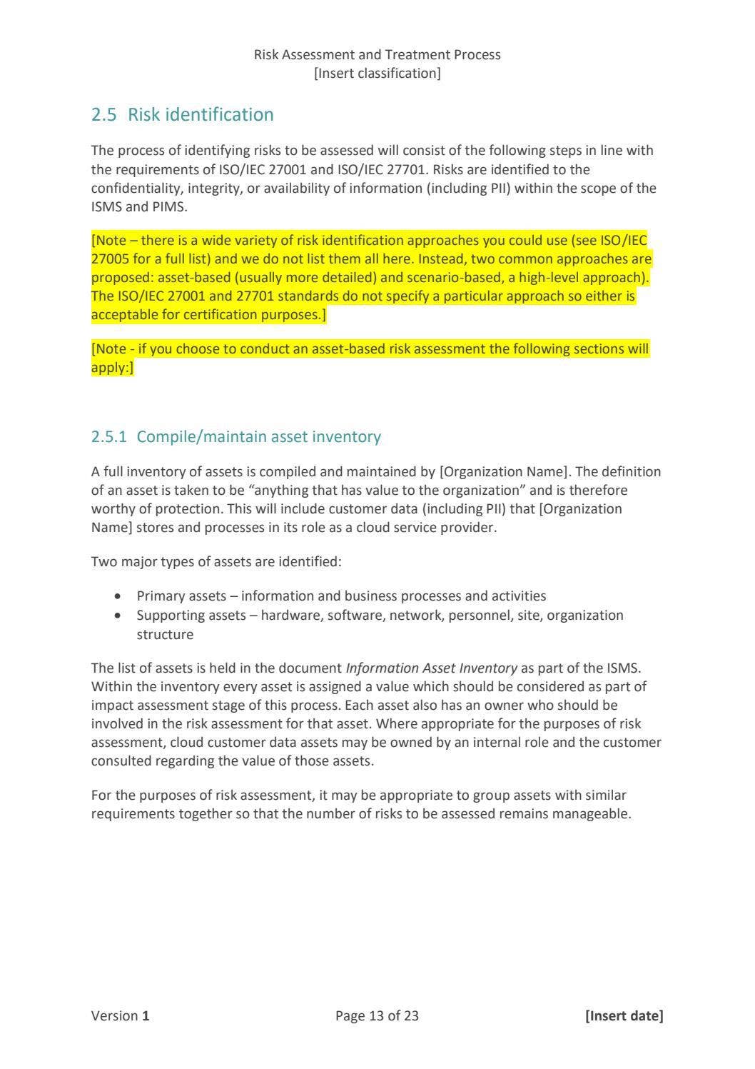 PIMS-DOC-05-2 Risk Assessment and Treatment Process by CertiKit Limited ...