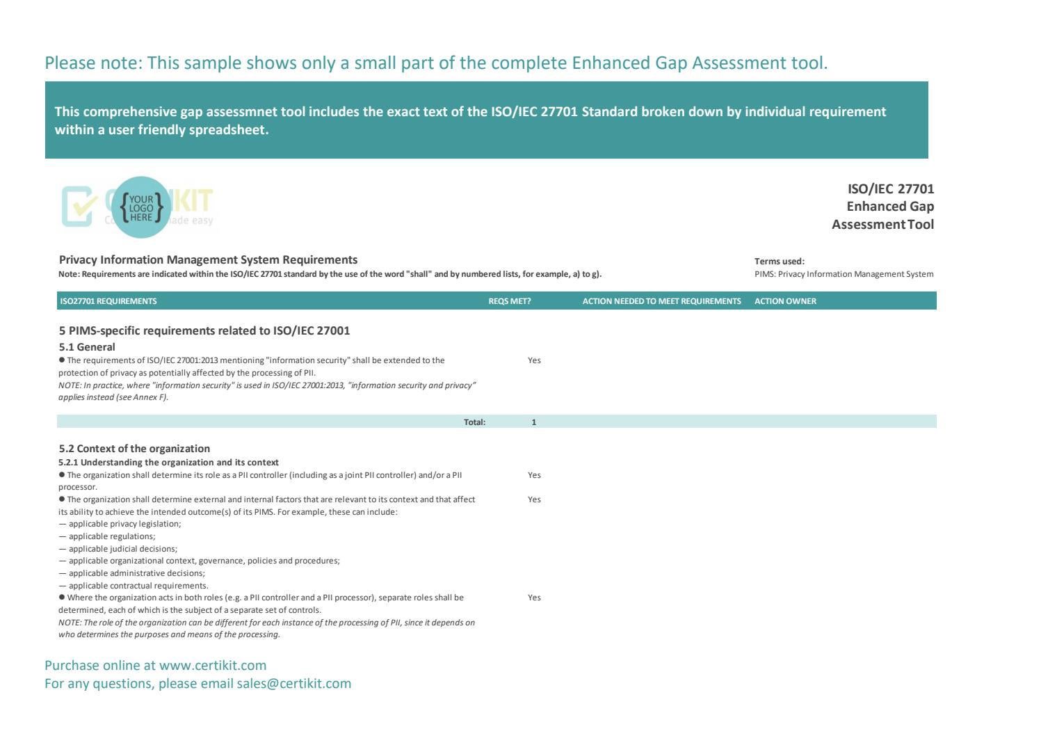 CERTIKIT ISO27701 Enhanced Gap Assessment Tool by CertiKit Limited - Issuu