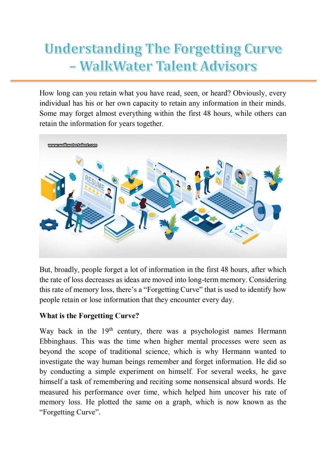 Understanding The Forgetting Curve – WalkWater Talent Advisors by ...